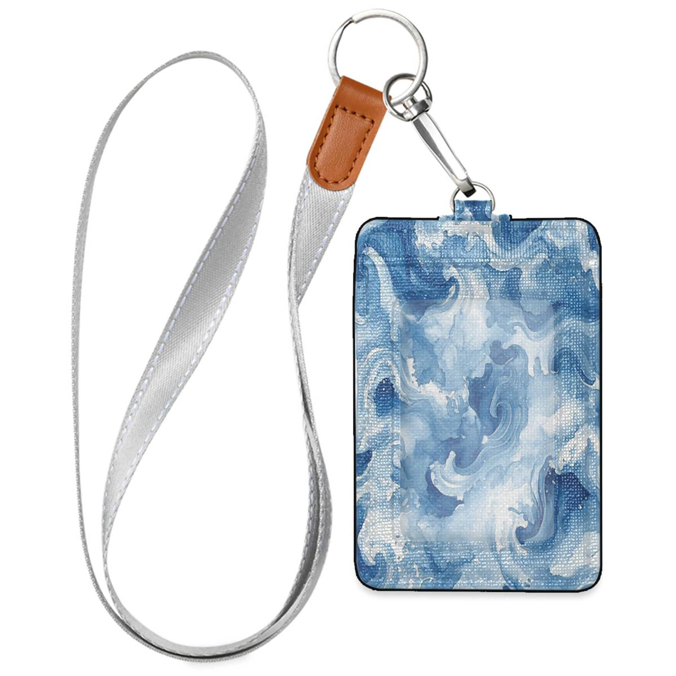 PU Leather ID Badge Holder Stylish Badge Holders with Lanyard (4.3x2 ...