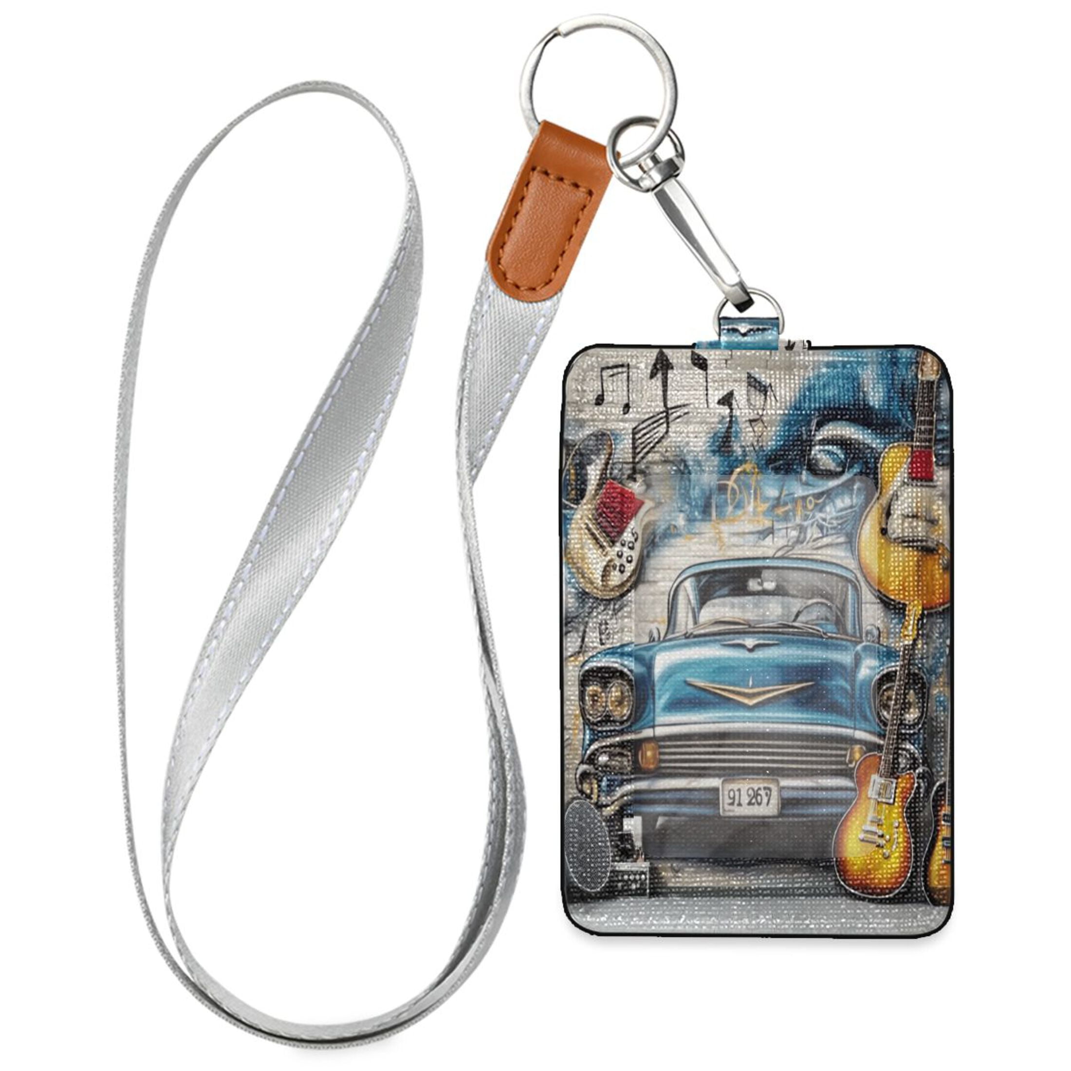 PU Leather ID Badge Holder Stylish Badge Holders with Lanyard (4.3x2 ...