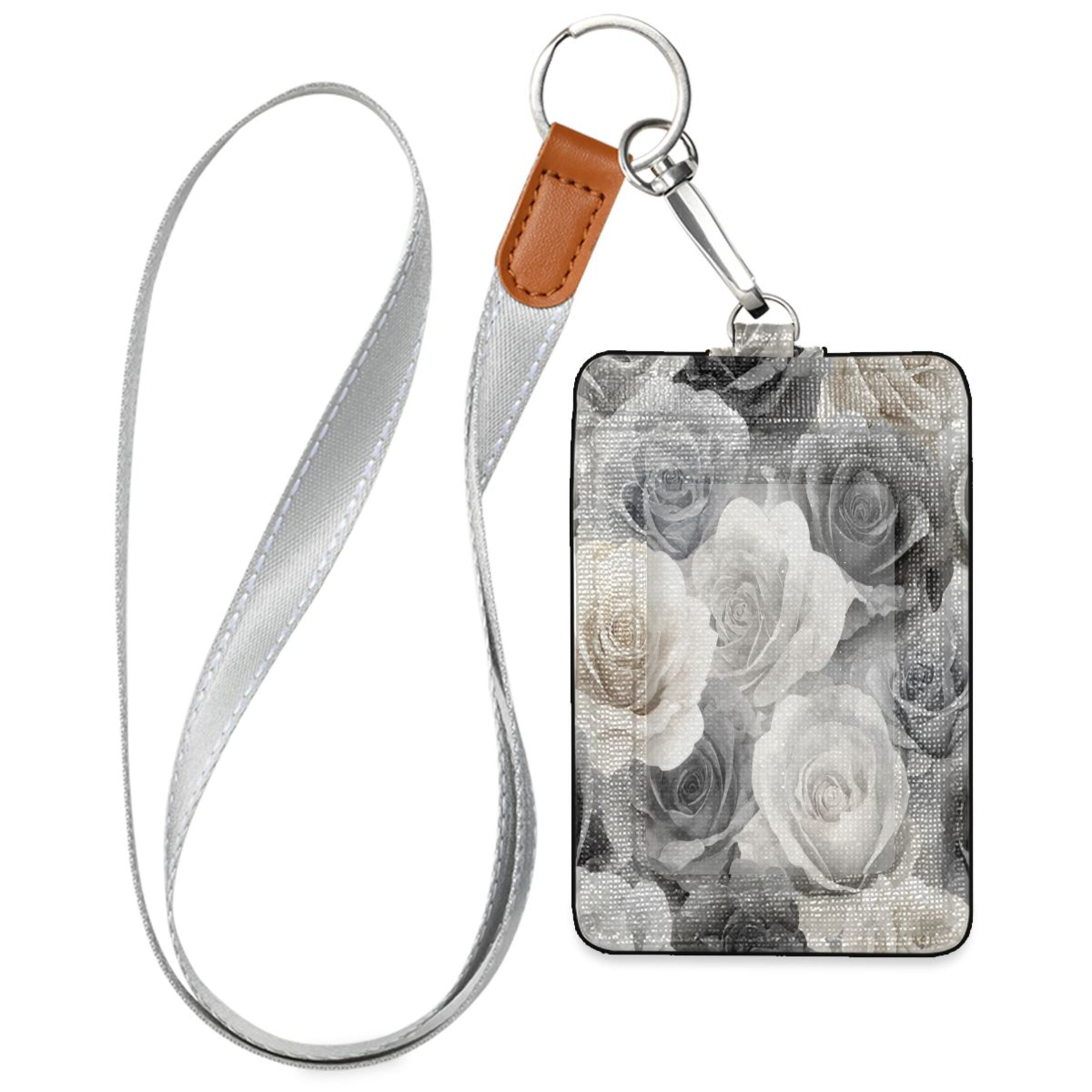 PU Leather ID Badge Holder Stylish Badge Holders with Lanyard (4.3x2 ...