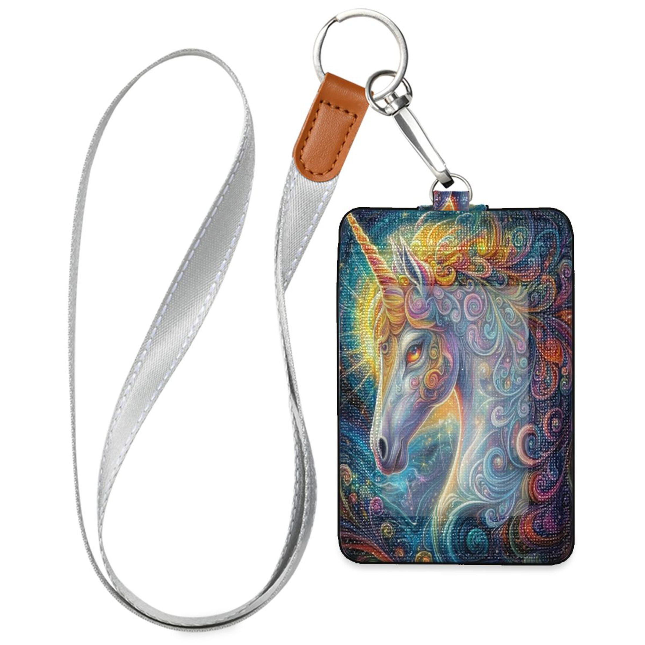 PU Leather ID Badge Holder Stylish Badge Holders with Lanyard (4.3x2 ...
