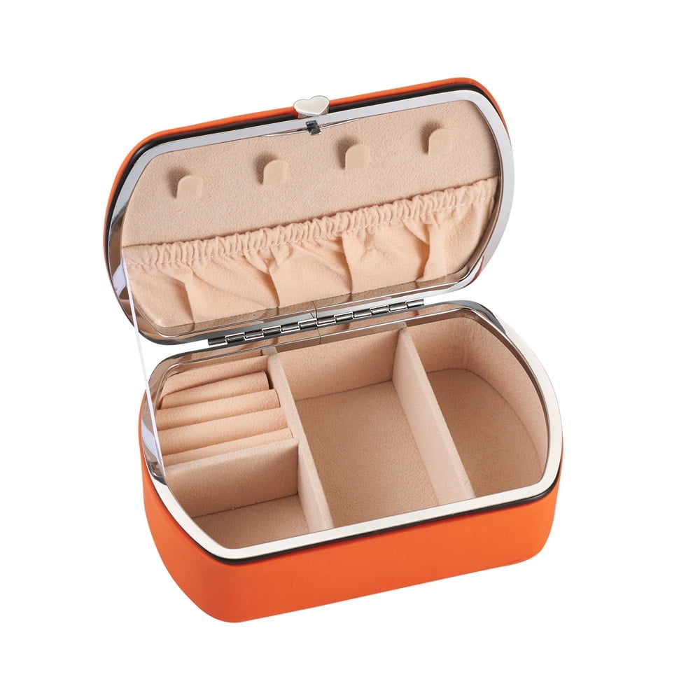 PU Leather Jewelry Storage Box with Velvet Lining Column Dark Orange 3 ...