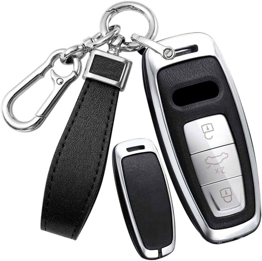 PU Leather Key Fob Cover Fit for Audi Q7 Q8 2021 2022 E-Tron A3 A6 A6L ...