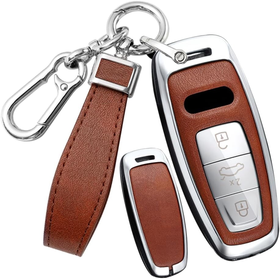 PU Leather Key Fob Cover Fit for Audi Q7 Q8 2021 2022 E-Tron A3 A6 A6L ...