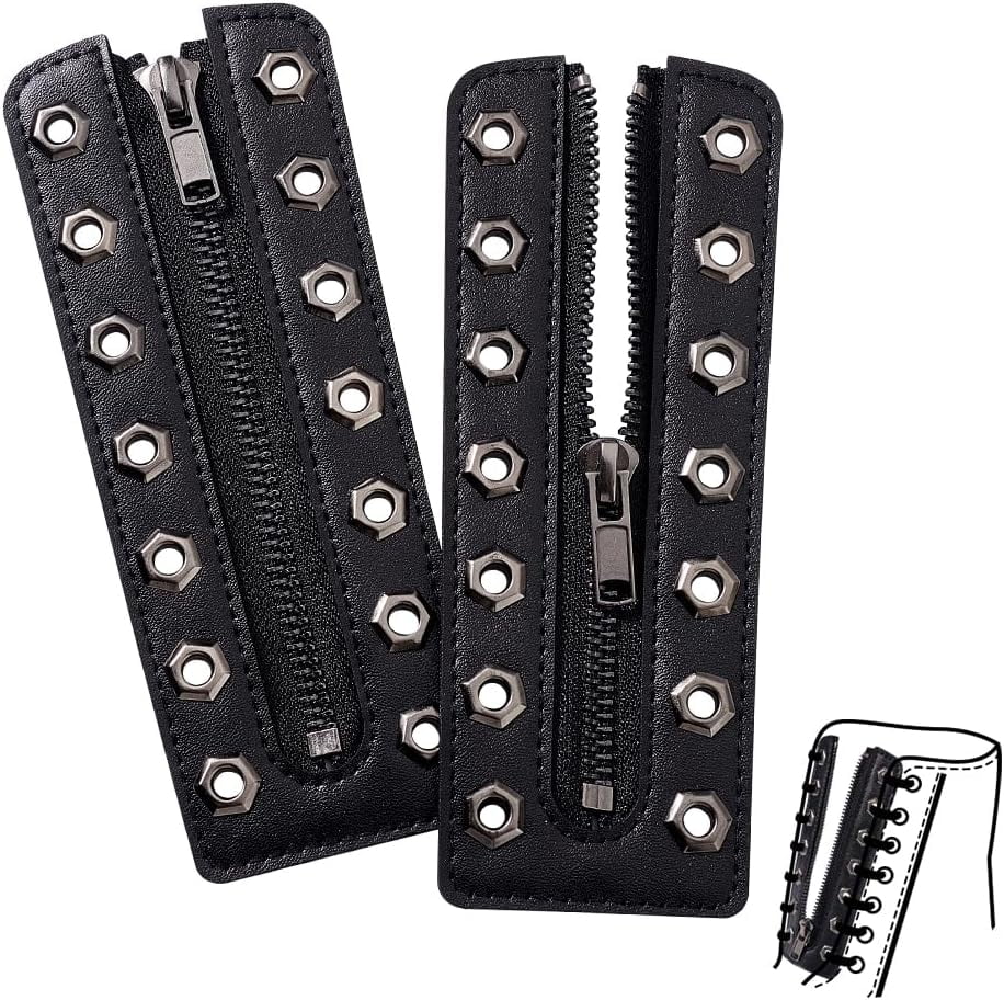 PU Leather Lace-in Boot Zipper Inserts Tieless Shoe Laces with Alloy ...