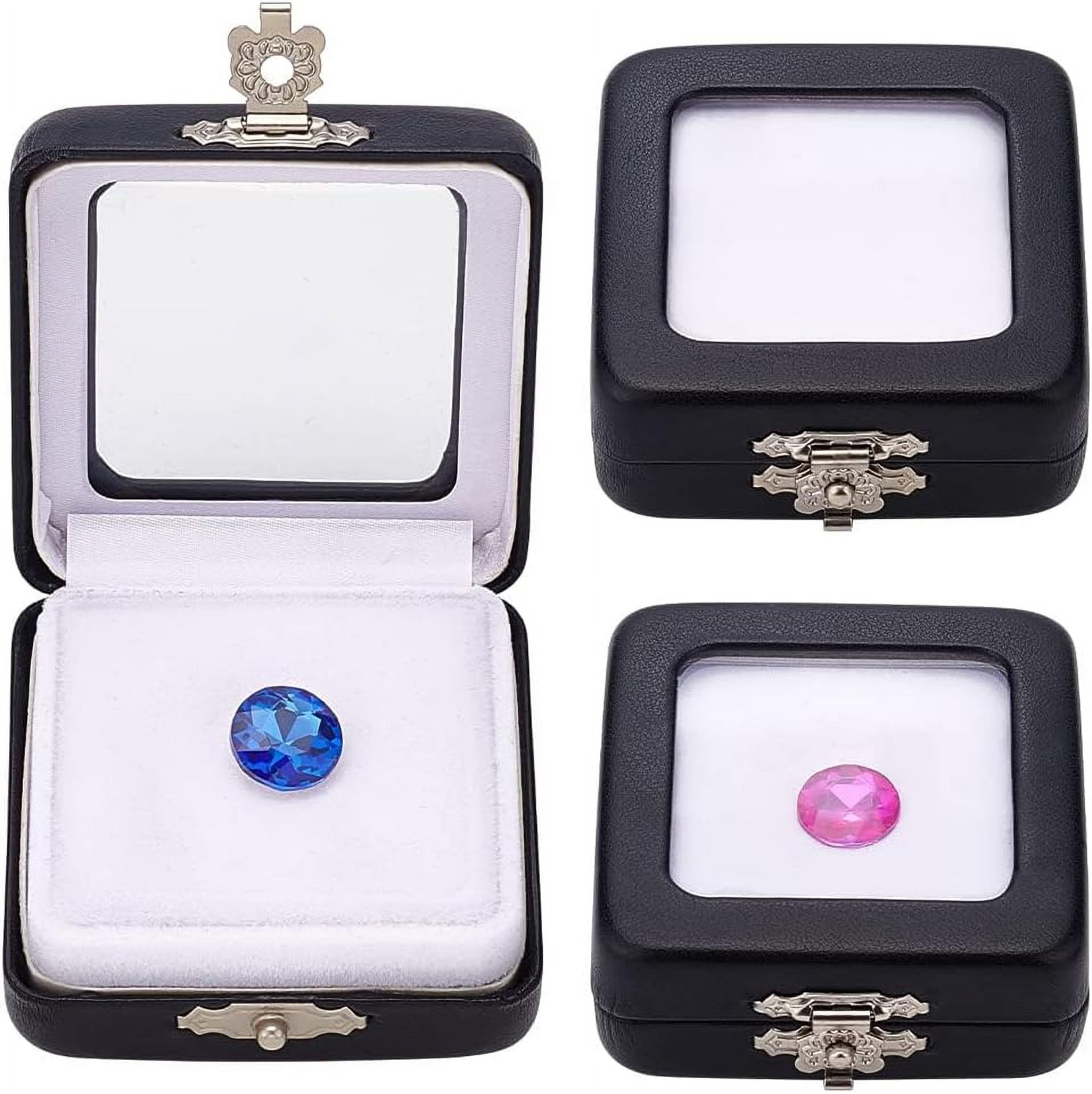 PU Leather Loose Diamond Display Boxes with Sponge Inside Glass Visible ...