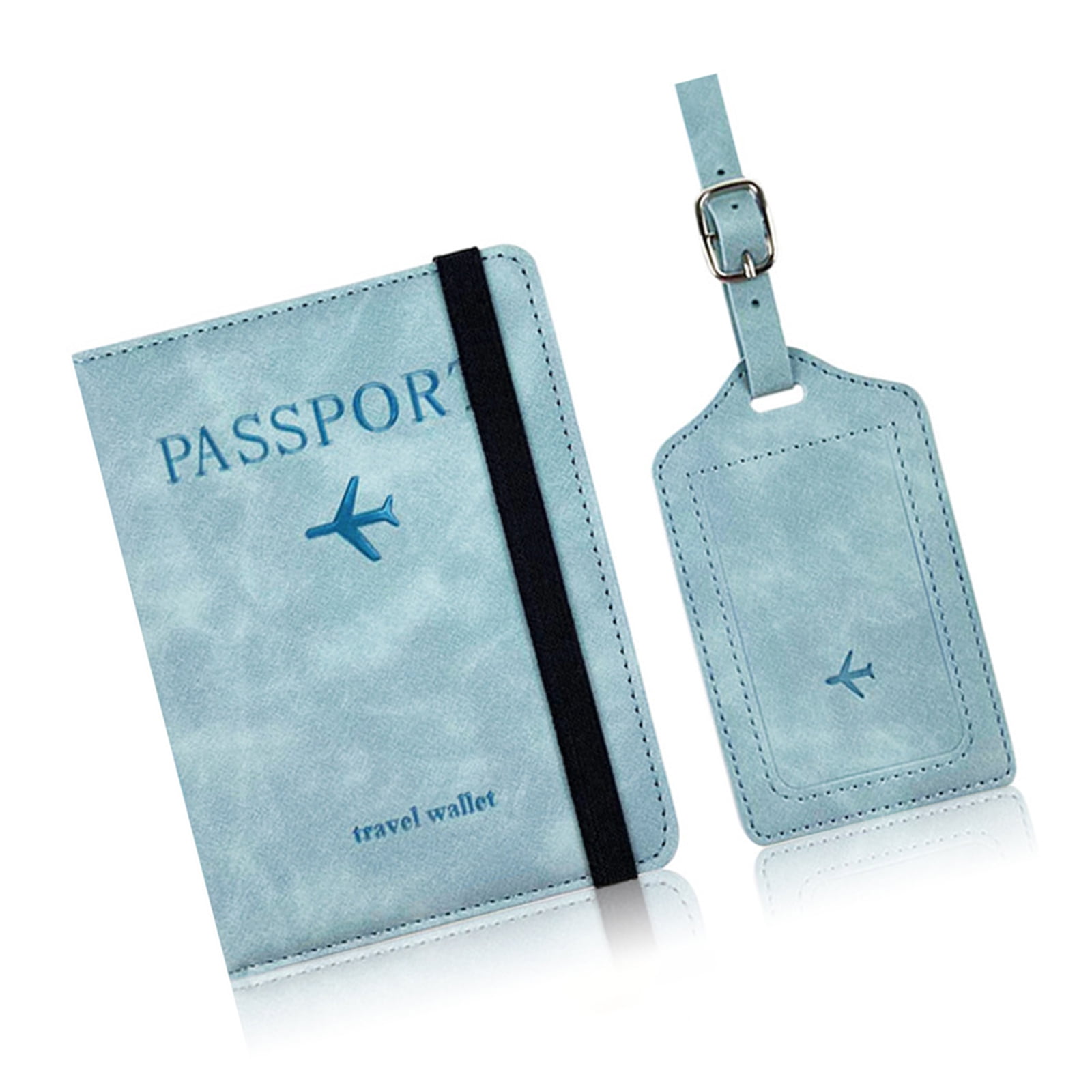 PU Leather Luggage Tag and Cover Set Holder Case Travel Suitcase Tag ...