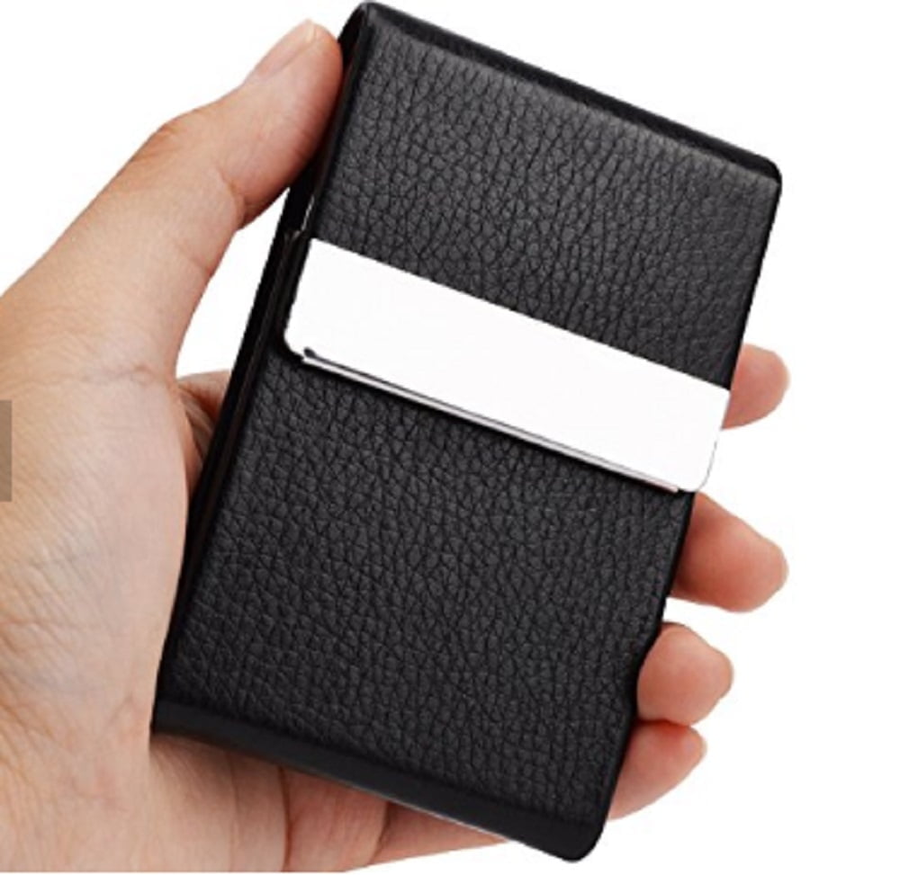 PU Leather & Metal Business Card Holder – Slim Pocket ID & Credit Card ...