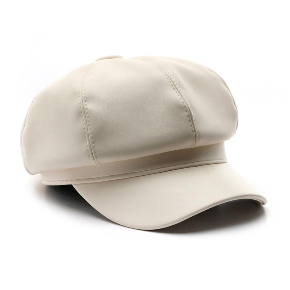 PU Leather Newsboy Caps for Women with Octagonal Design, Duckbill for ...