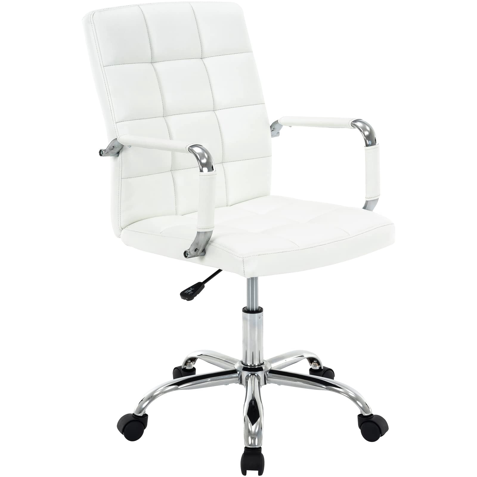 PU Leather Office Chair with Arms, Adjustable Height, Swivel Rolling ...