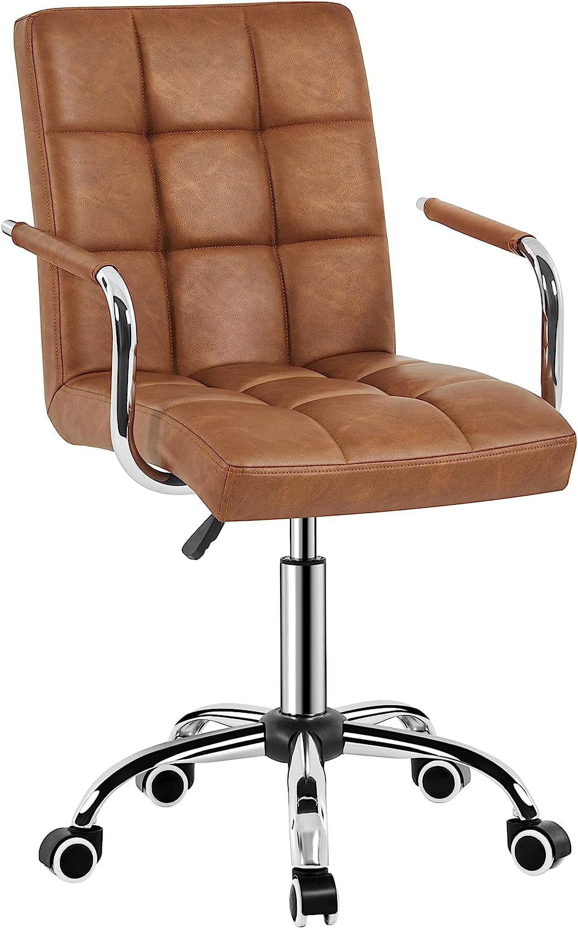 PU Leather Office Desk Chair Mid Back Height Adjustable Chair ...