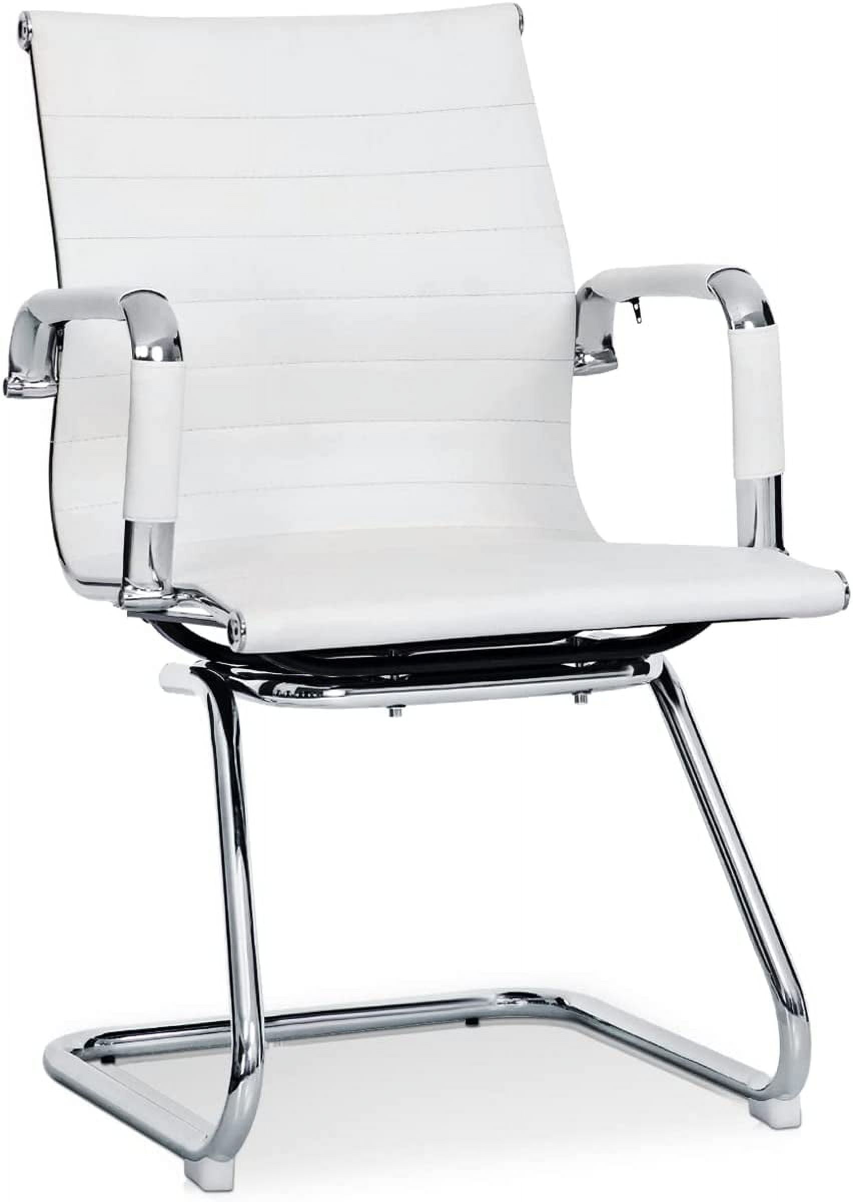 PU Leather Office Guest Chair for Waiting Room, Mid Back Chairs with ...