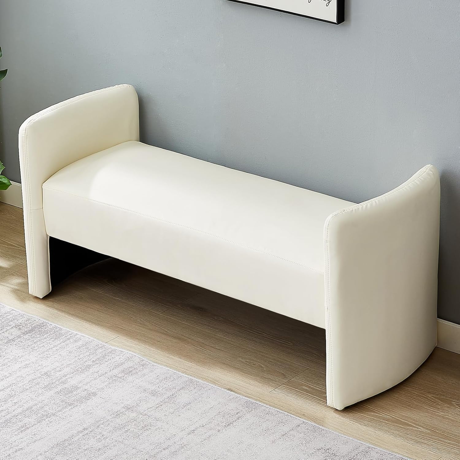 PU Leather Ottoman Bench for Bedroom,55.11 Inch Long Armed Bed Bench ...