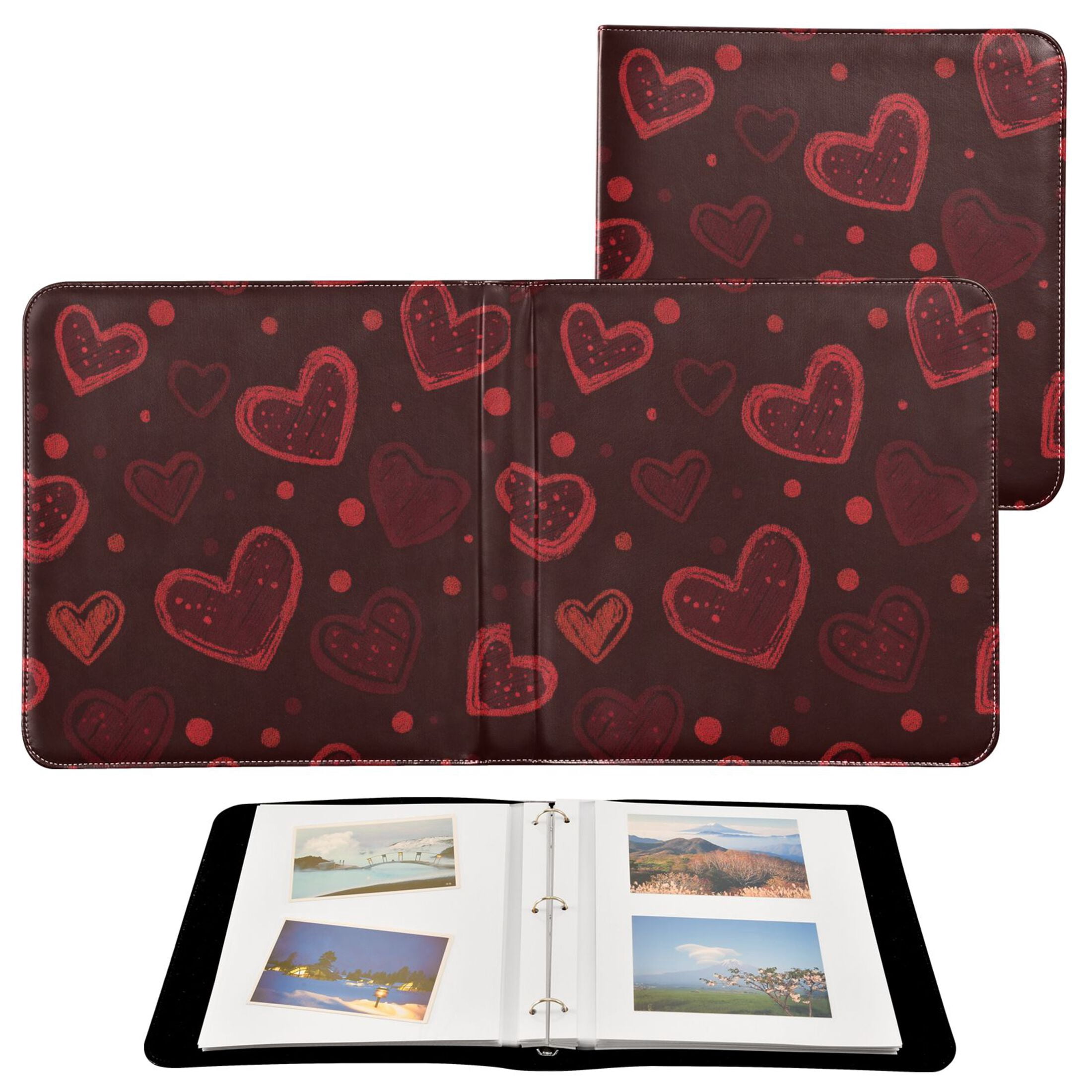 PU Leather Photo Album with 20 Self-Adhesive Pages 3-Ring Binder DIY ...