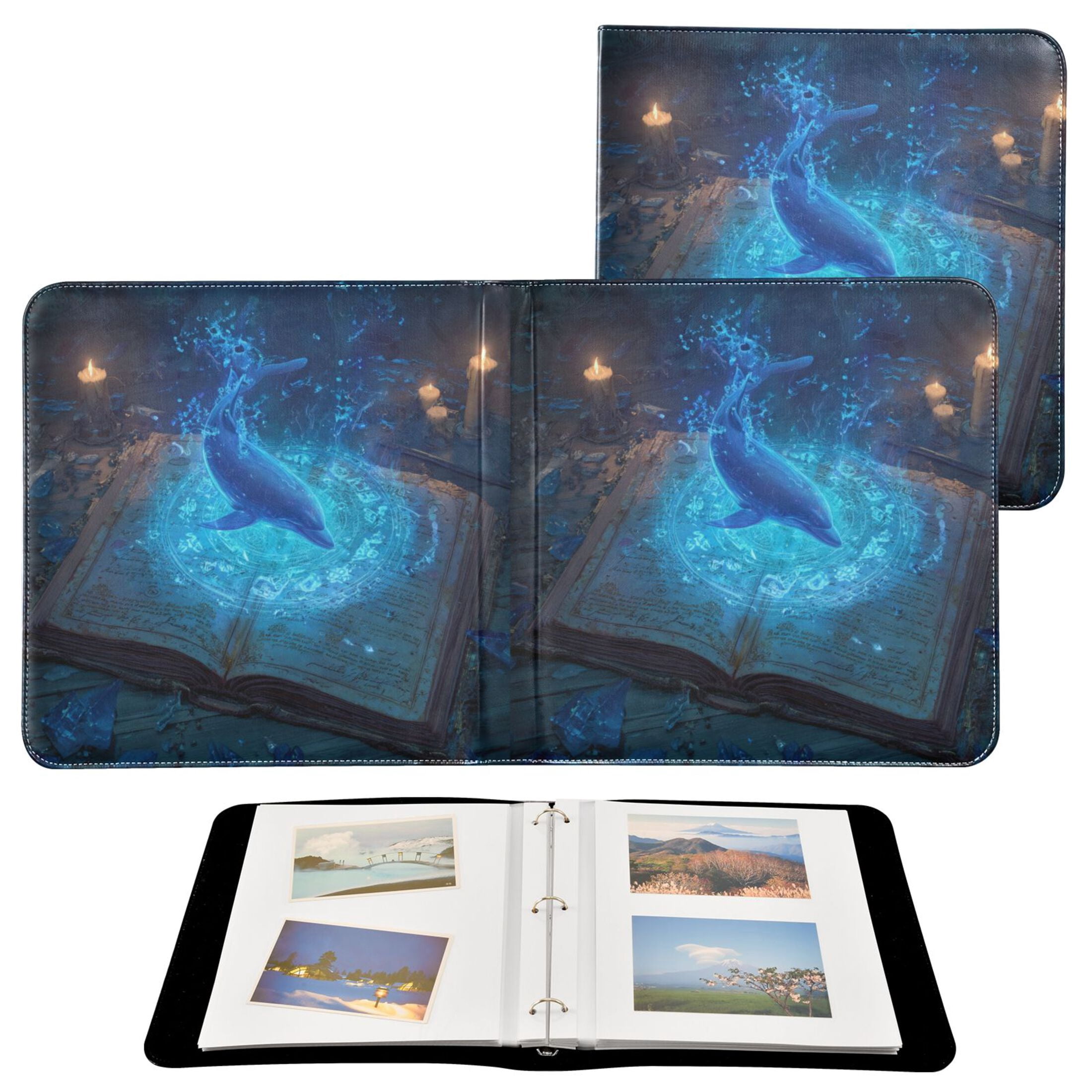PU Leather Photo Album with 20 Self-Adhesive Pages 3-Ring Binder DIY ...