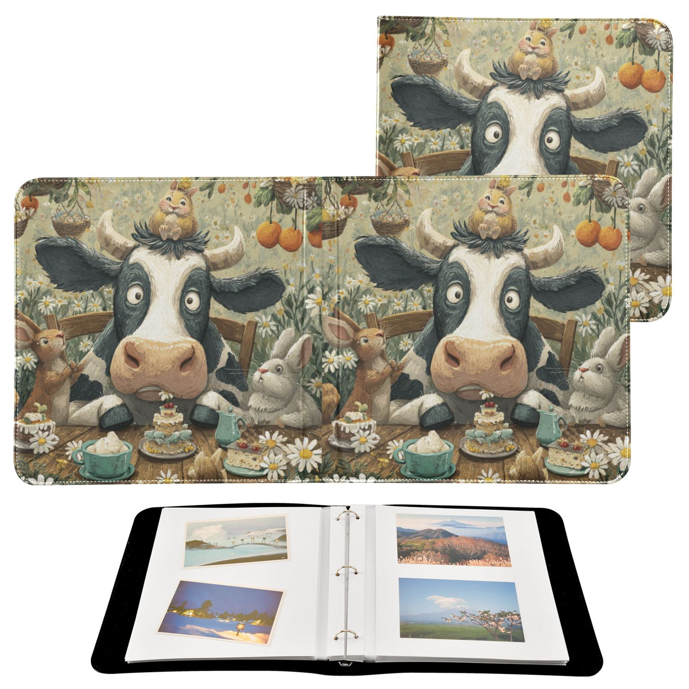 PU Leather Photo Album with 20 Self-Adhesive Pages 3-Ring Binder DIY ...