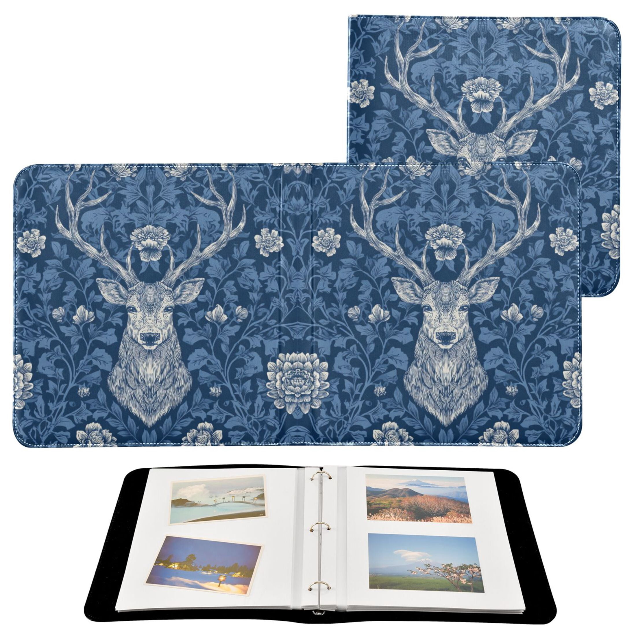 PU Leather Photo Album with 20 Self-Adhesive Pages 3-Ring Binder DIY ...