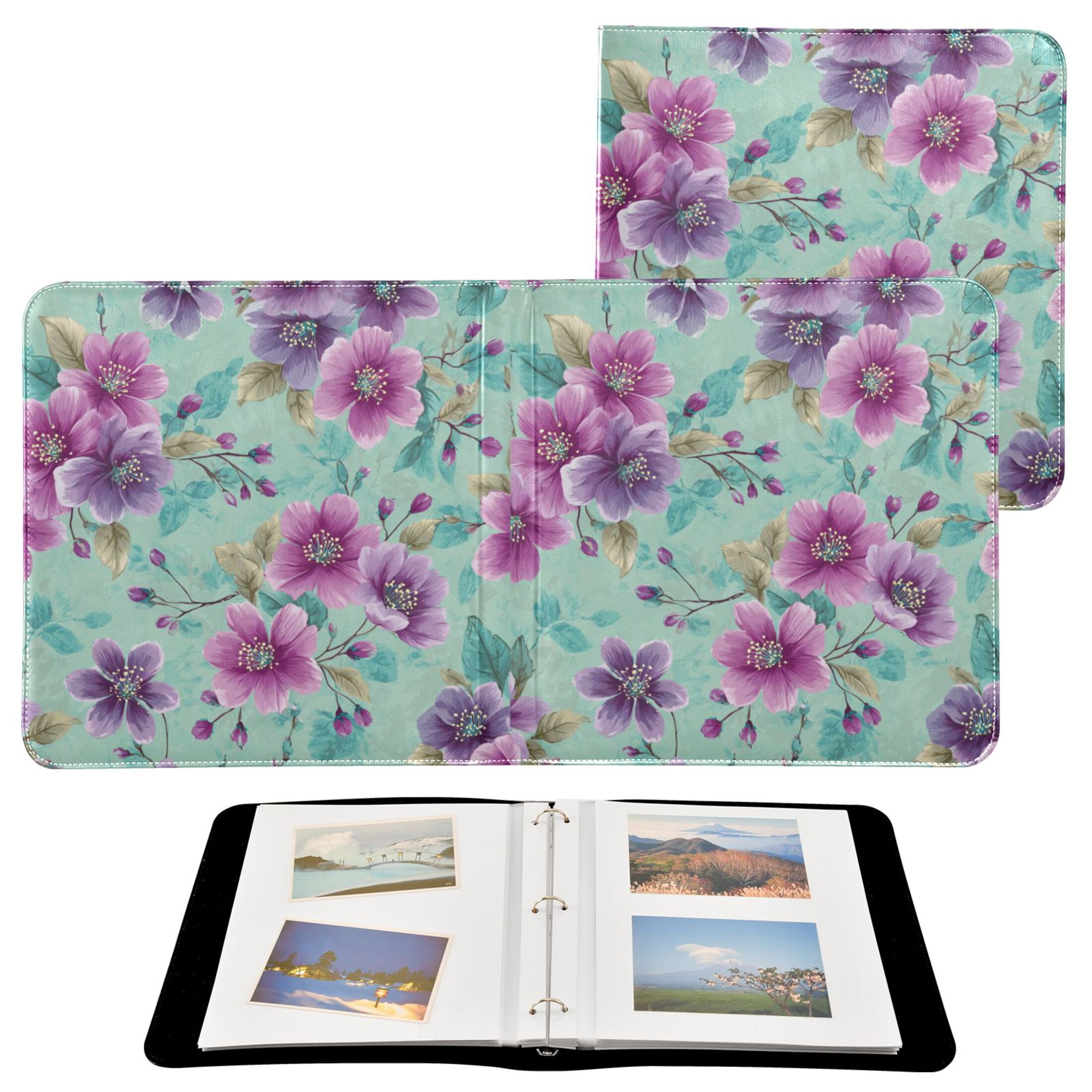 PU Leather Photo Album with 20 Self-Adhesive Pages 3-Ring Binder DIY ...