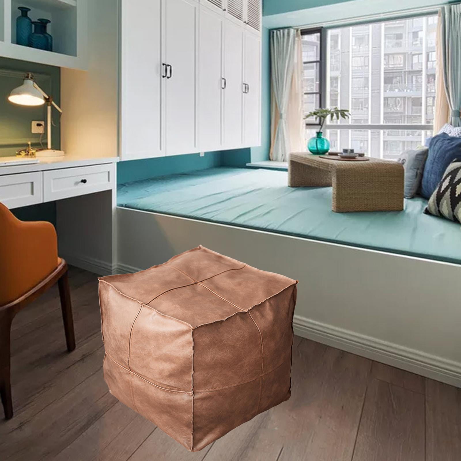 PU Leather Round Floor Pouf Filler, Hassock Storage Ottoman Cushion ...