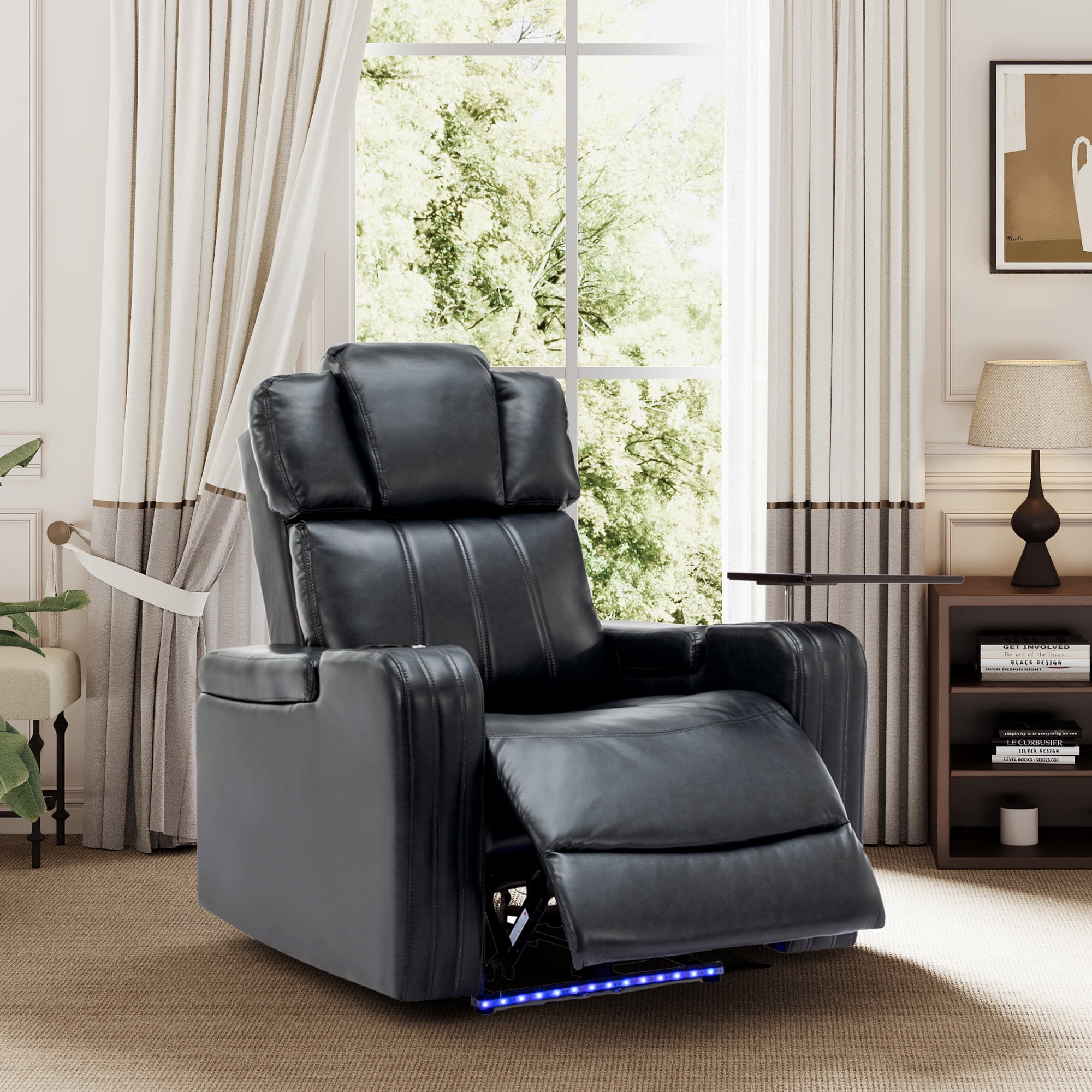 PU Leather Power, Electric Recliner Chair with Cooling Cup and ...