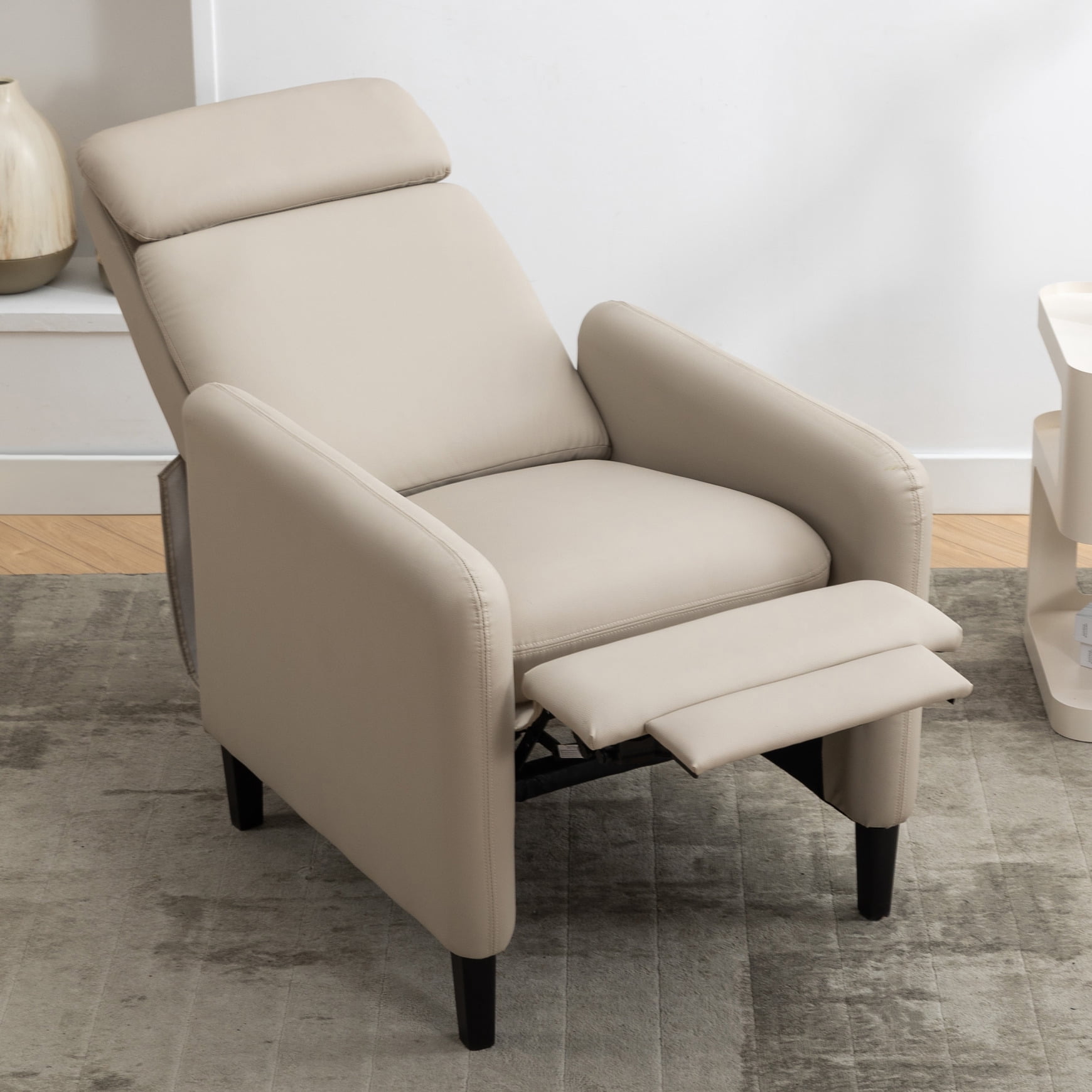 PU Leather Recliner Chair, Lounge Reclining Chair with Adjustable ...