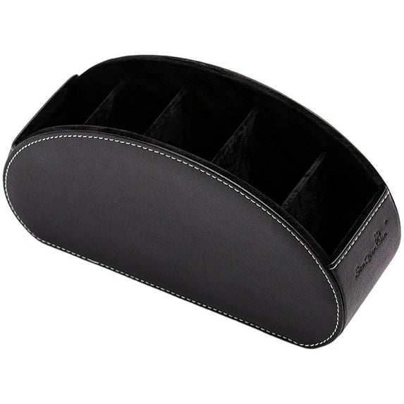 PU Leather Remote Control Caddy with 5 Compartments Desktop Storage ...