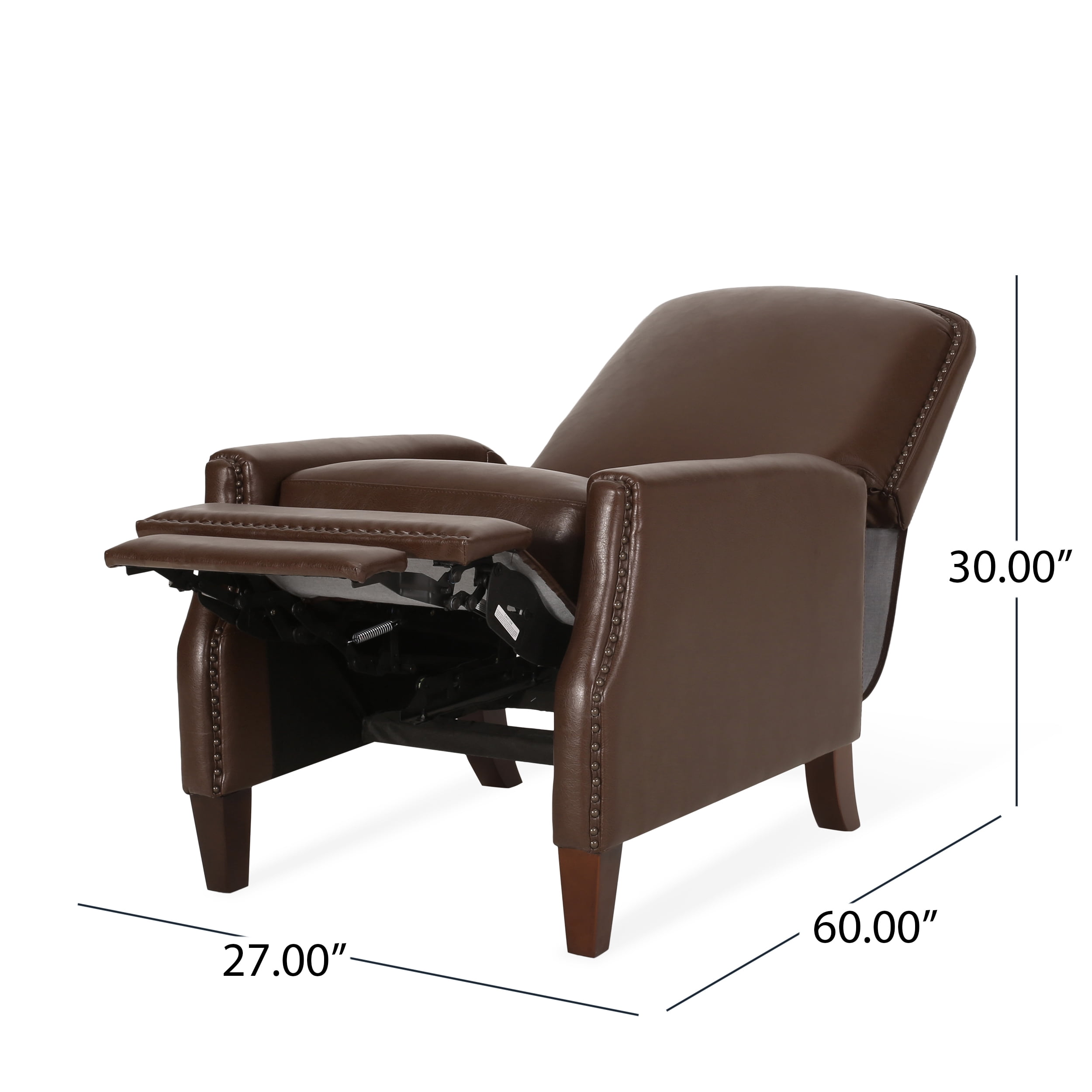 PU Leather Rivet Recliner Chair – Adjustable Footrest & Classic Design ...