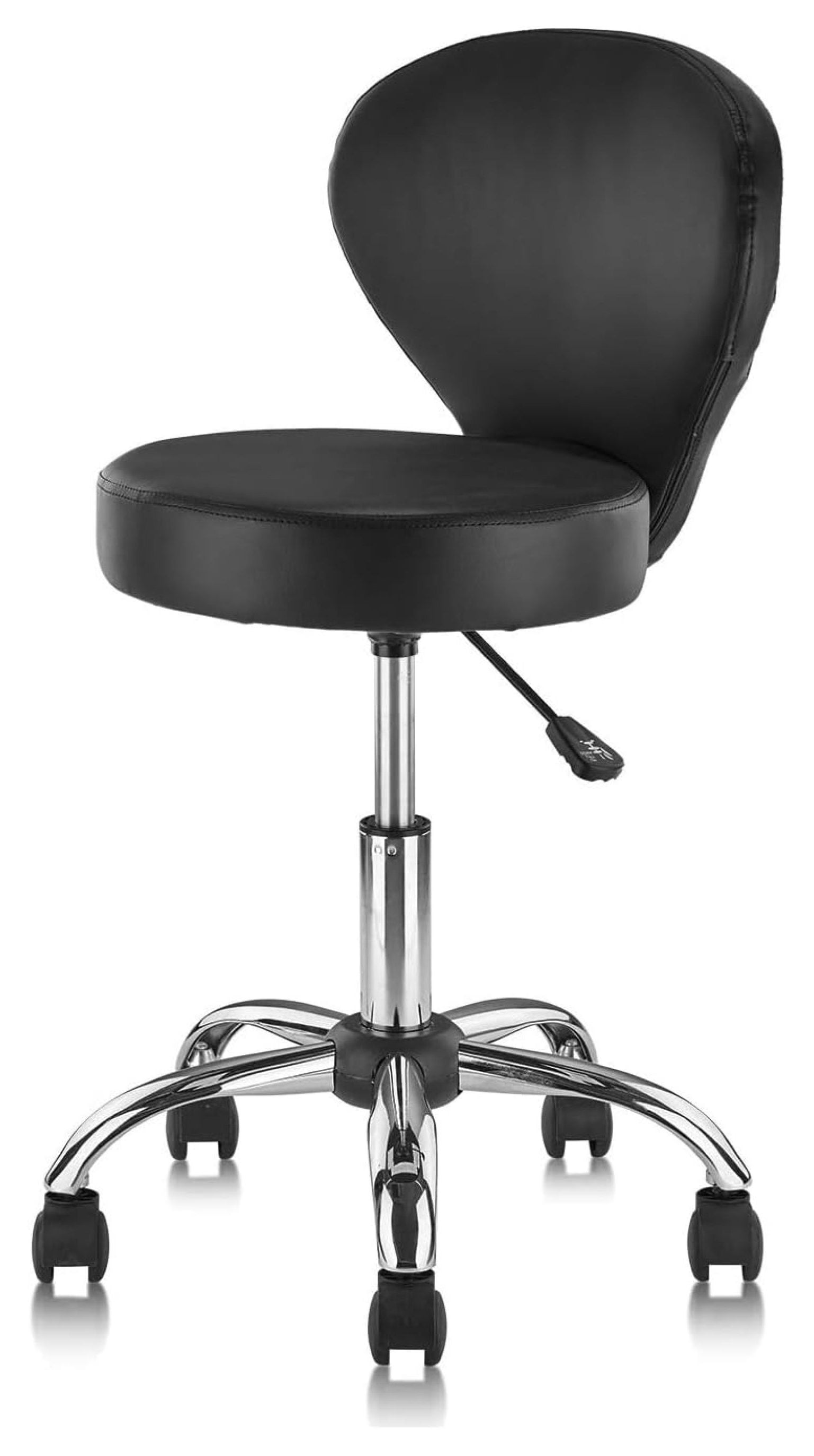 PU Leather Rolling Stool with Wheels,Ergonomic Adjustable Foot Rest ...