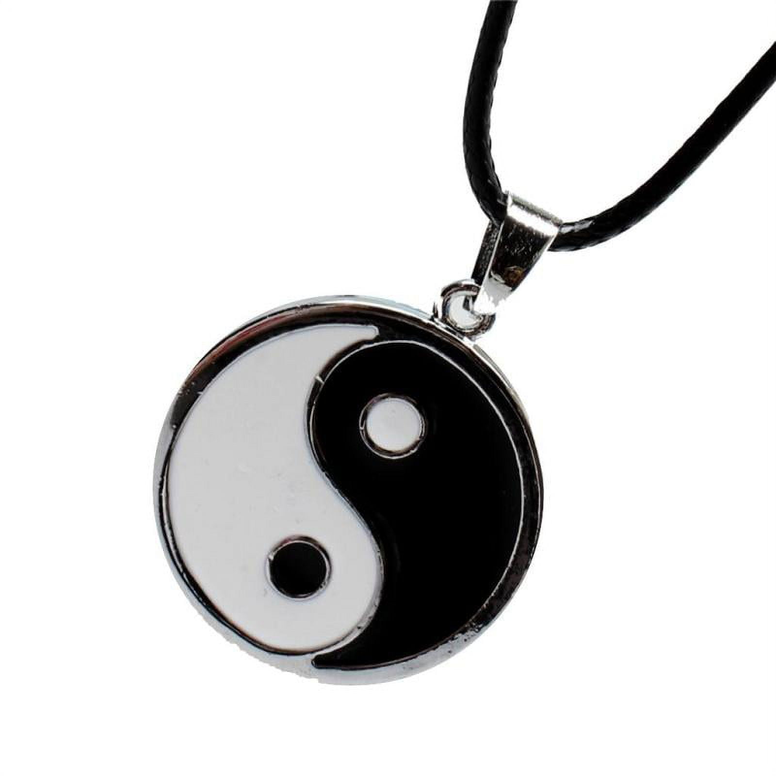 PU Leather Rope Chain Stainless Steel Yin Yang Tai Pendant Necklace ...