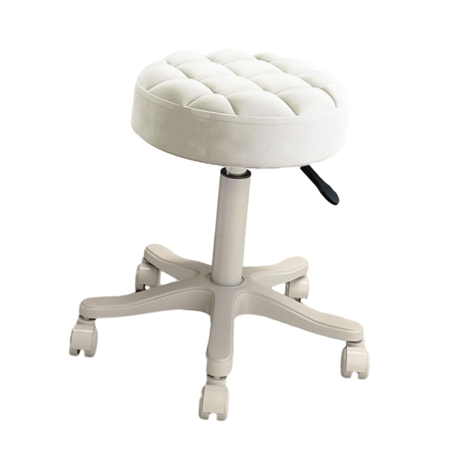 PU Leather Round Rolling Stool Drafting Bar Stool with Wheels Rolling ...