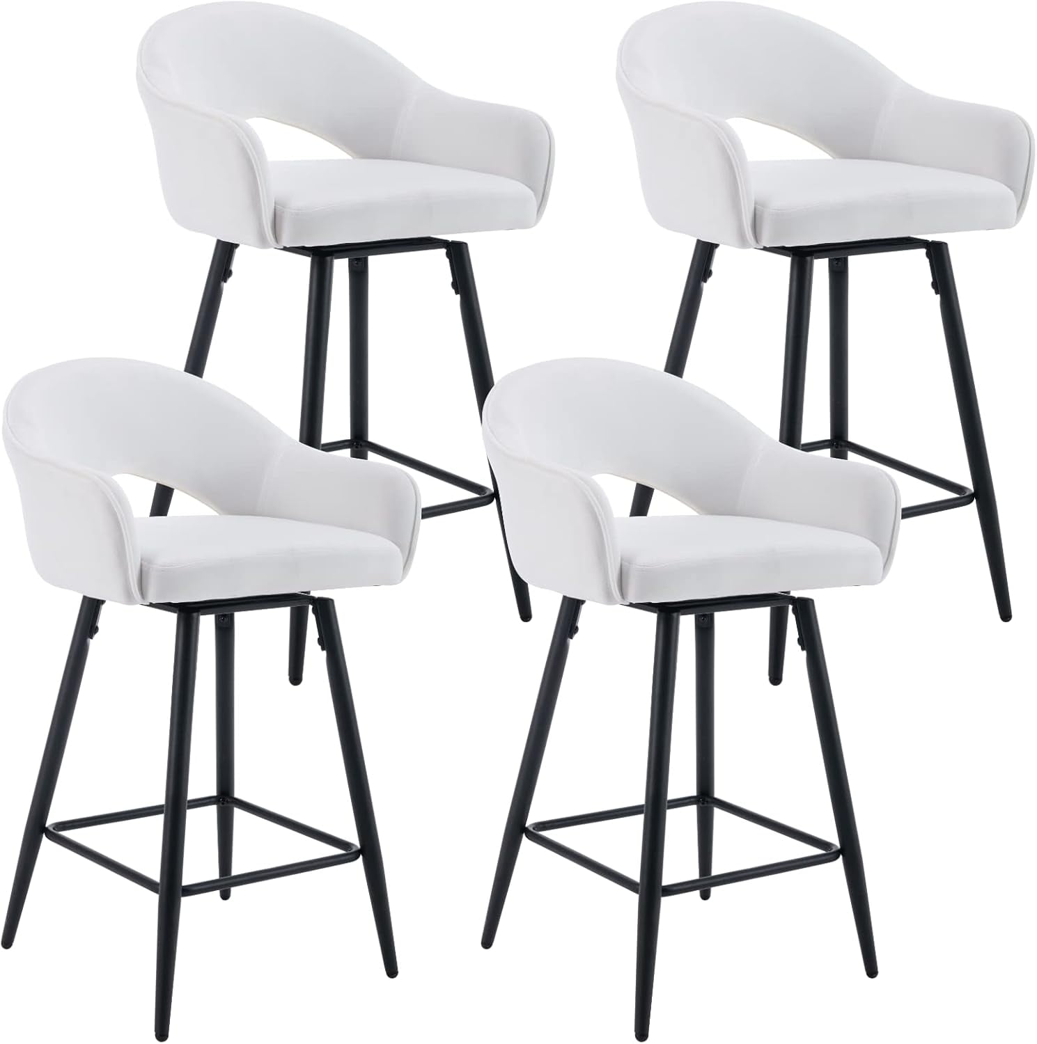 PU Leather Swivel Counter Stools Open Back 27" Seat Height Low Bar ...