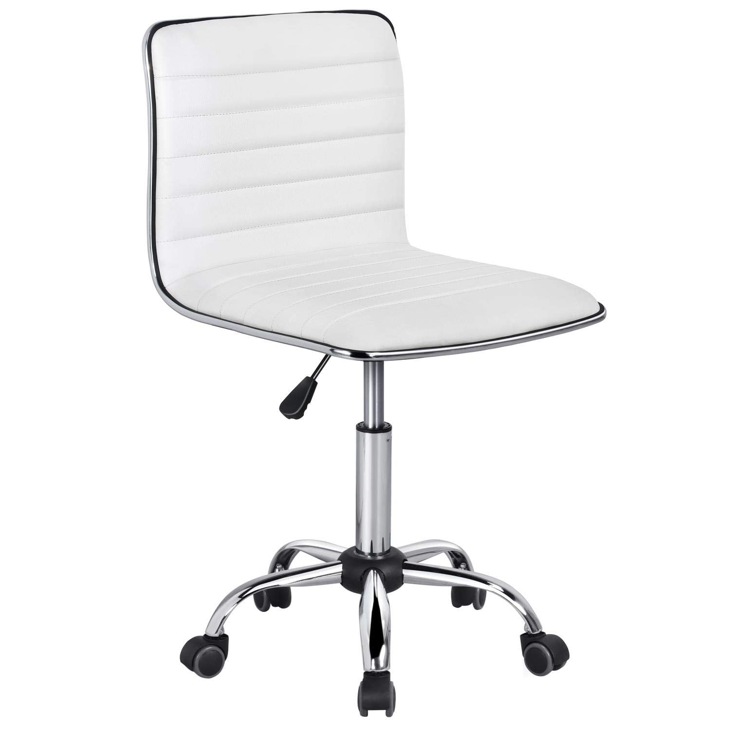 PU Leather Task Chair Adjustable Low Back Swivel Office Chair Armless ...