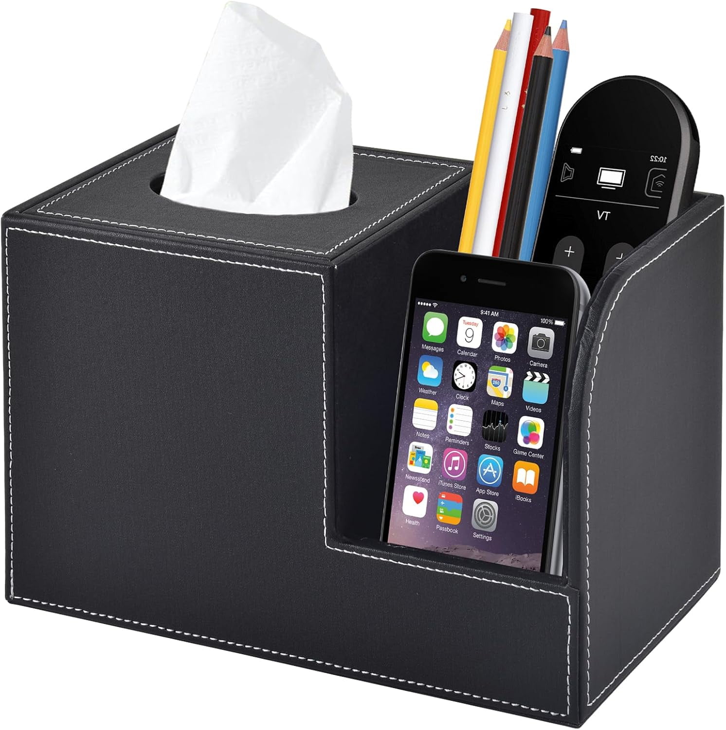 PU Leather Tissue Box Cover Square Tissue Holder Tissues Box Organizer ...