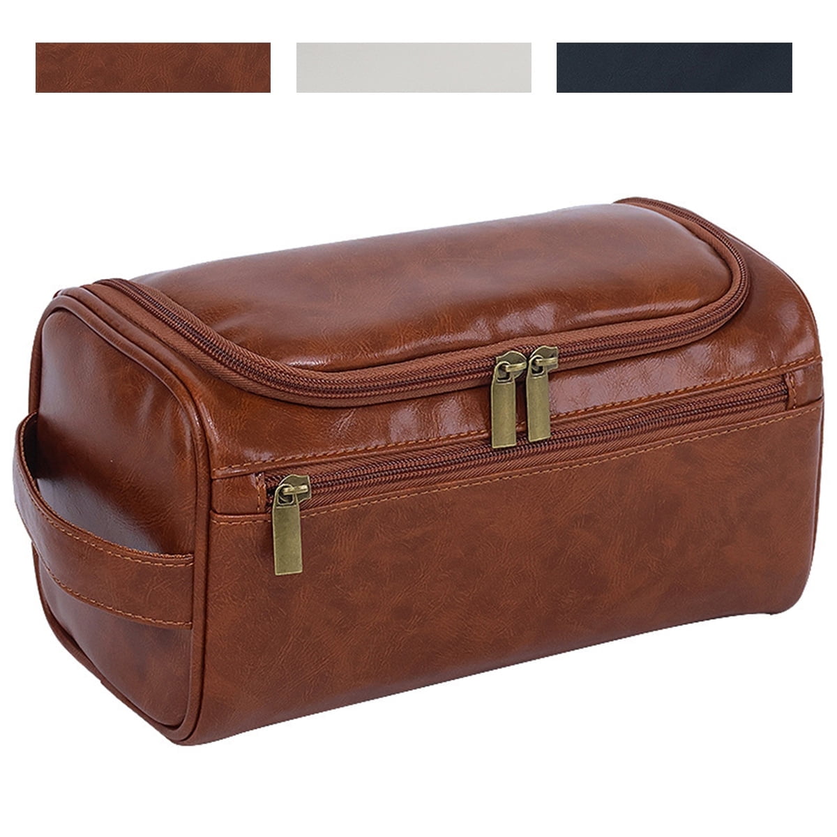 PU Leather Toiletry Bag for Men & Women - Travel Shaving Dopp Kit ...