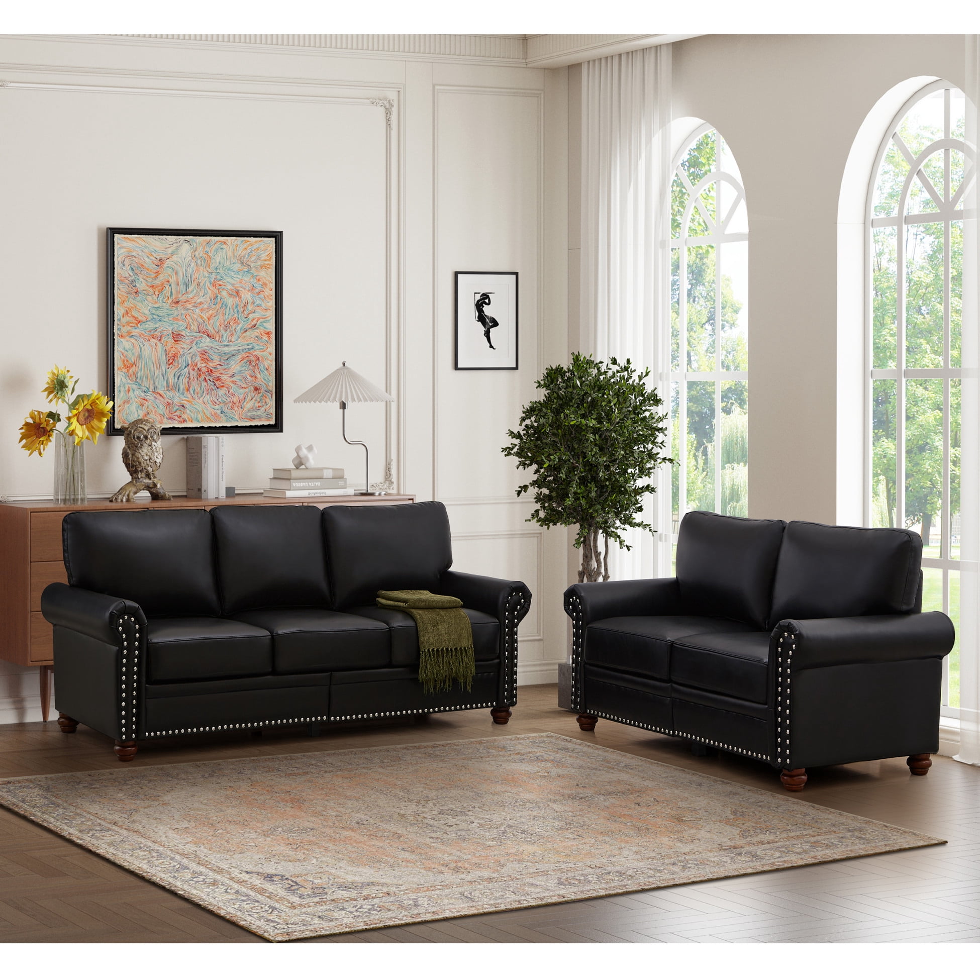 PU Leather Upholstered 2+3 Sectional Sofa Couch with Storage, Accent ...