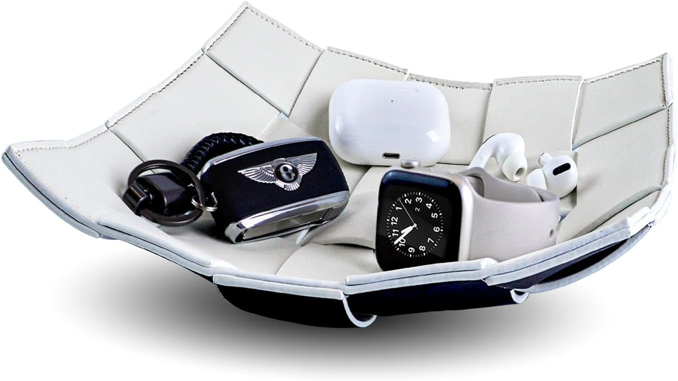 PU Leather Valet Tray for Men, Portable Key Bowl for Entryway Table ...