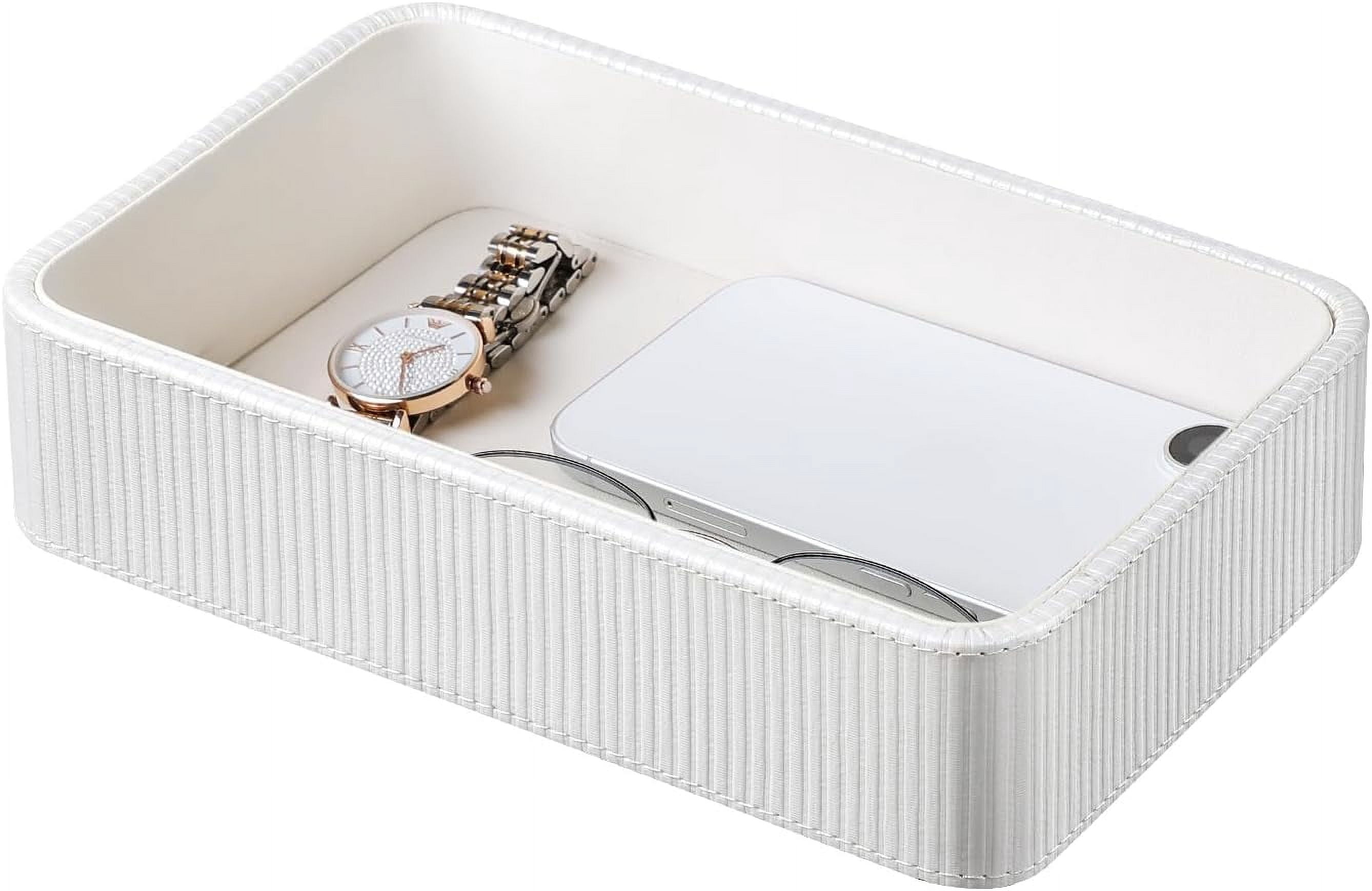PU Leather Valet Tray Organizer, Modern Desktop Storage Tray for ...