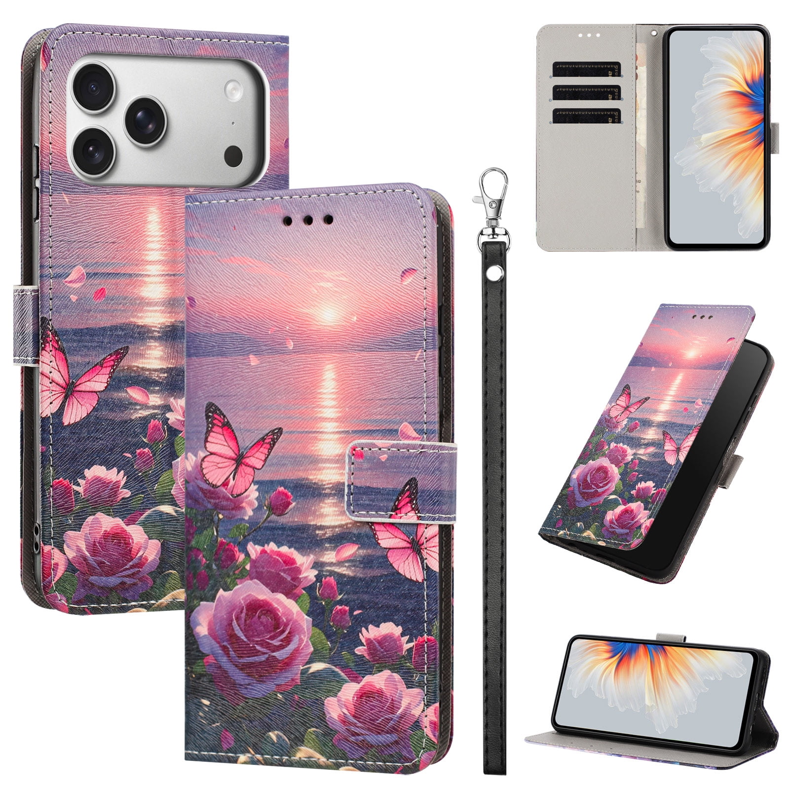 PU Leather Wallet Case for iPhone 17 Pro Max with Pattern Design, Built ...
