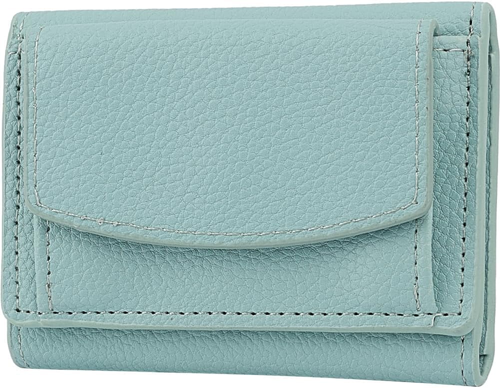 PU Leather Wallet Dark Sea Green Trifold Wallet Rectangle Pocket Wallet ...