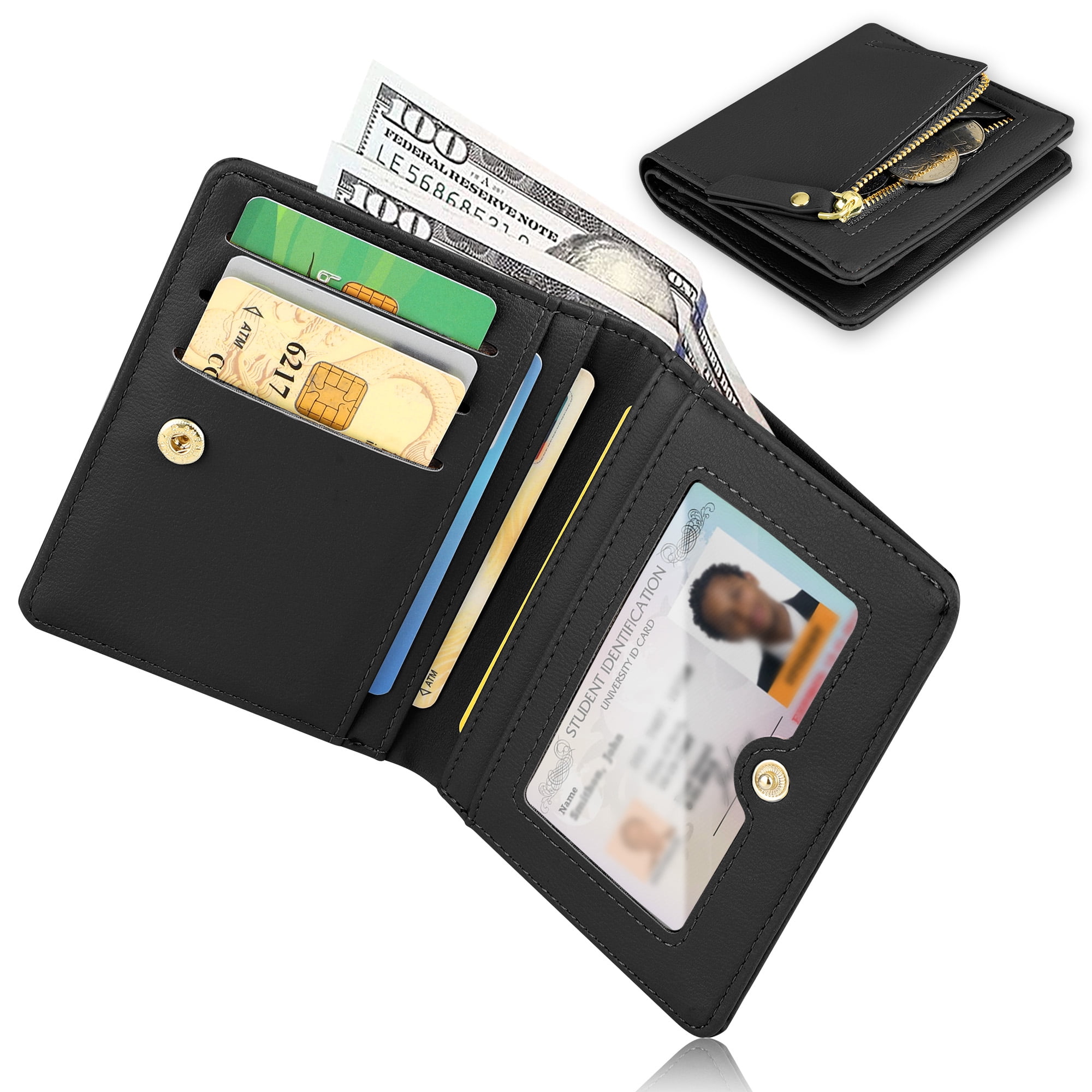 EEEkit Thin Small Snap PU Leather Wallet for Women, Short Bifold Purse ...