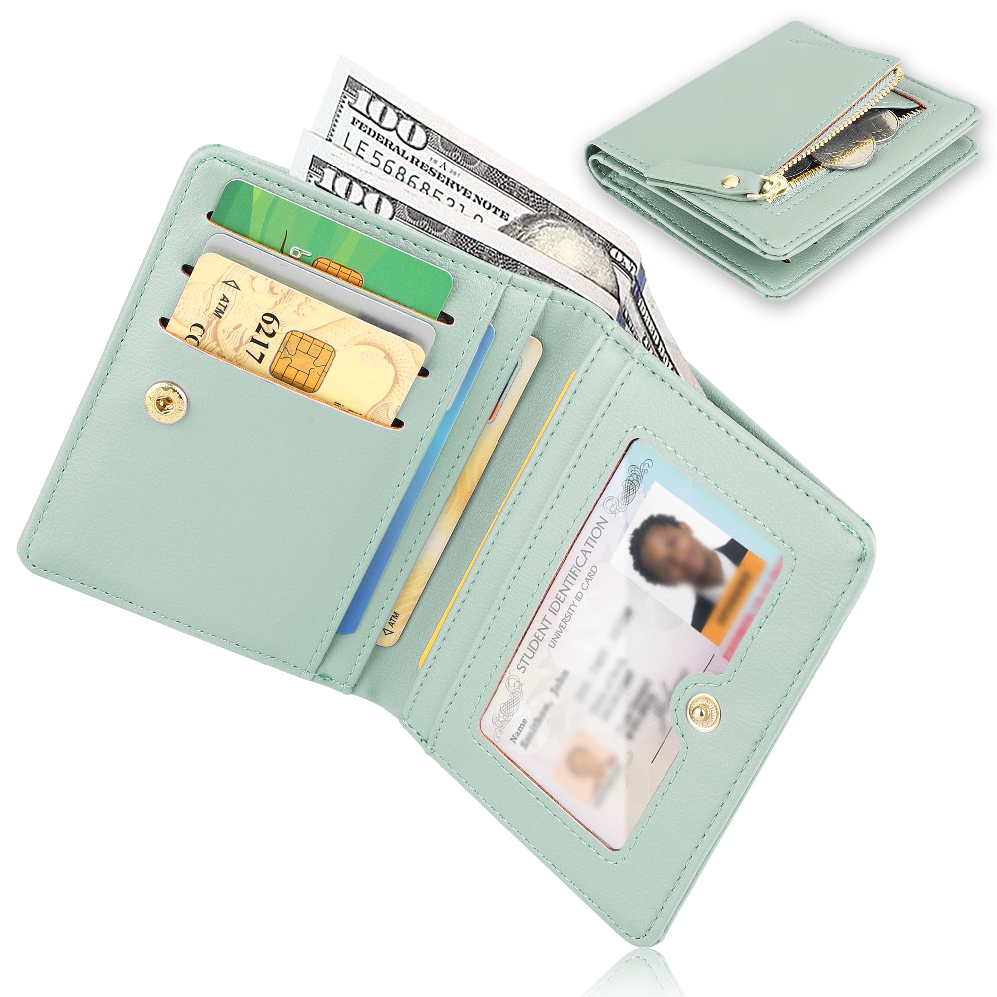 PU Leather Wallet for Women, EEEkit Short Bifold Purse with Zipper ...