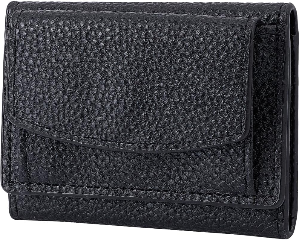 PU Leather Wallets Card Organizer Black Compact Trifold Wallet Pocket ...