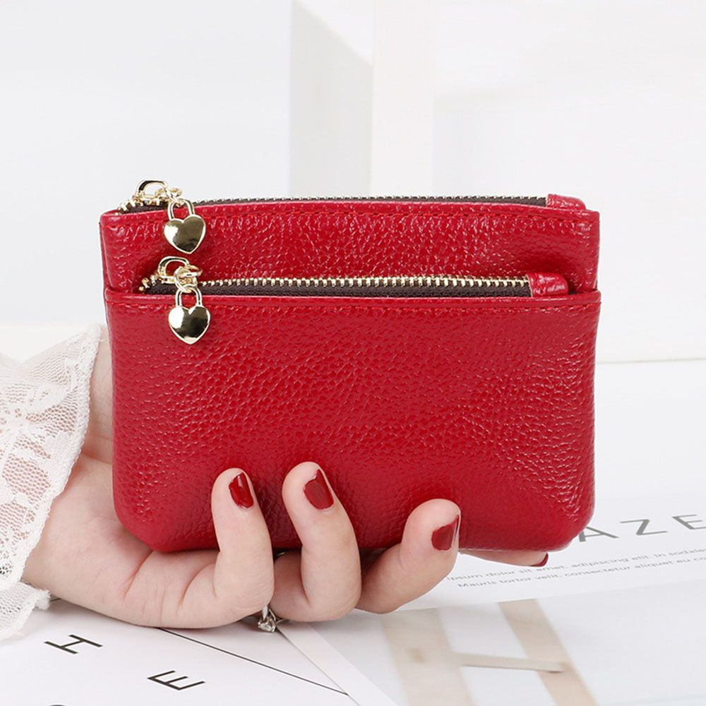 PU Leather Women Clutch with Key Ring Card Holder Mini Coin Purse ...