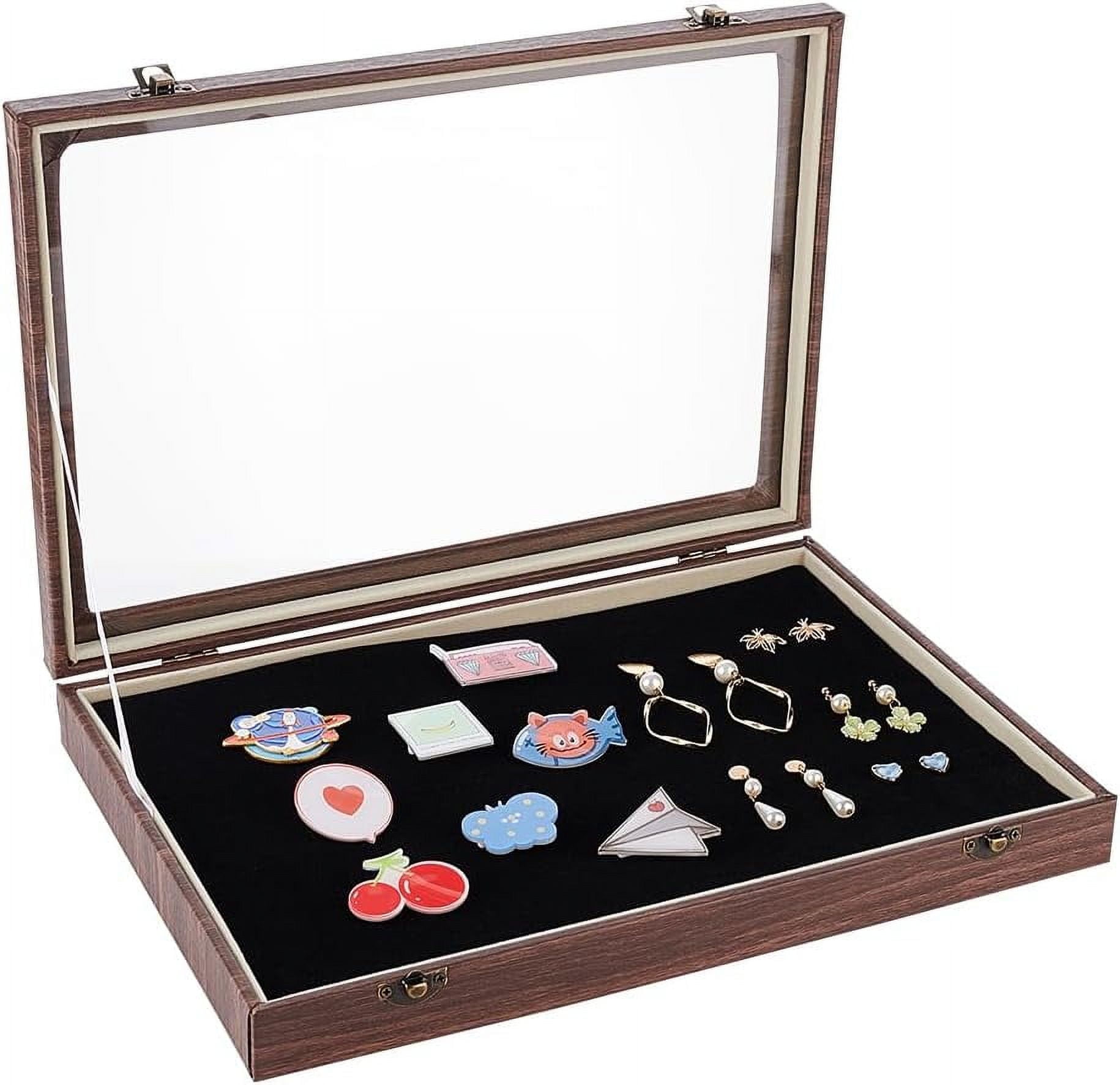 PU Leather Wood Grain Jewelry Display Case Presentation Boxes with ...