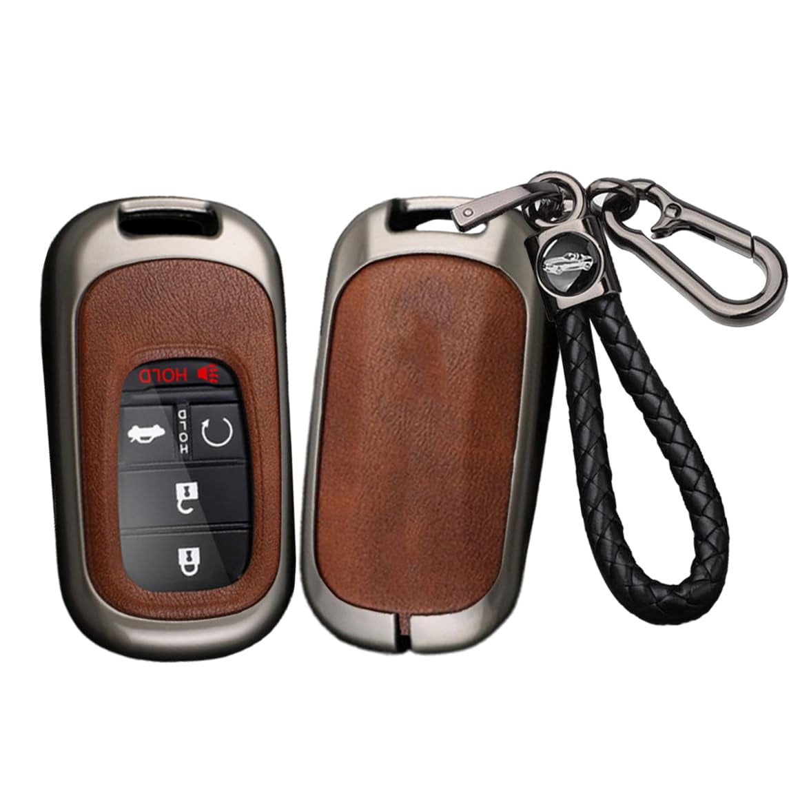 PU Leather+Zinc Alloy 3/4/5 Button Key Fob Cover Fit for Honda Civic ...
