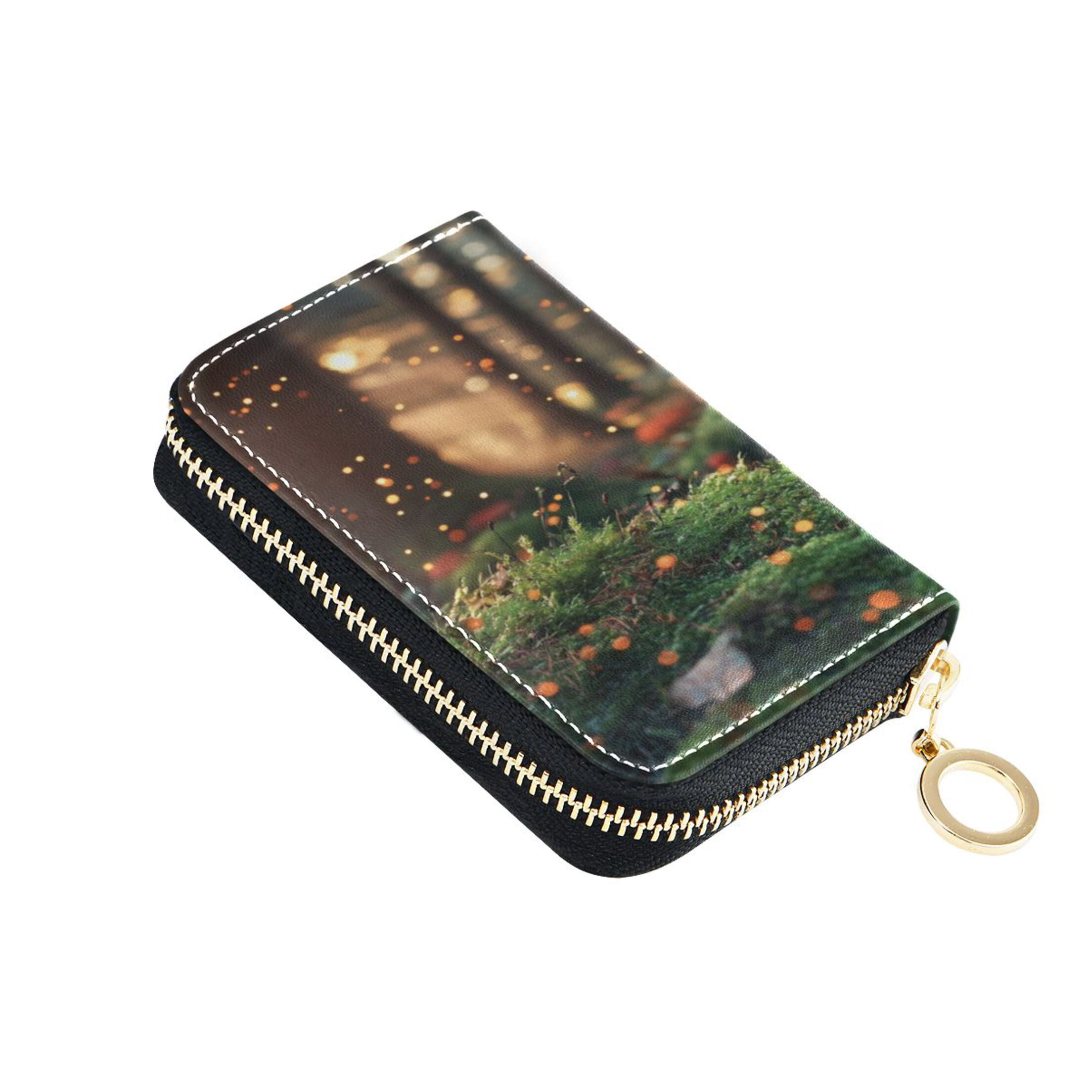 PU Leather Zip Card Holder Women's Card Case Zipper Card Case Compact ...