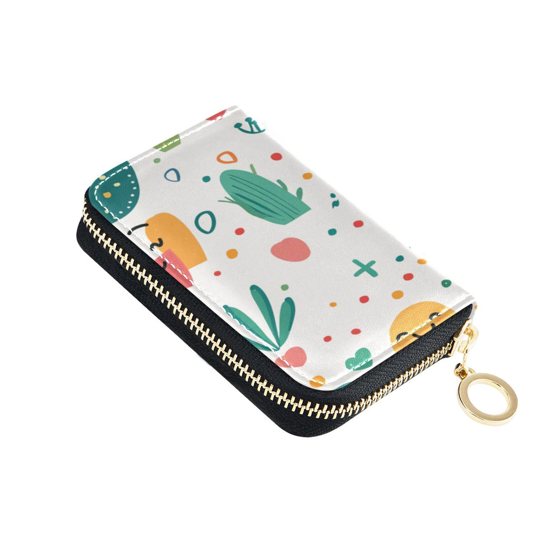 PU Leather Zip Card Holder Women's Card Case Zipper Card Case Compact ...