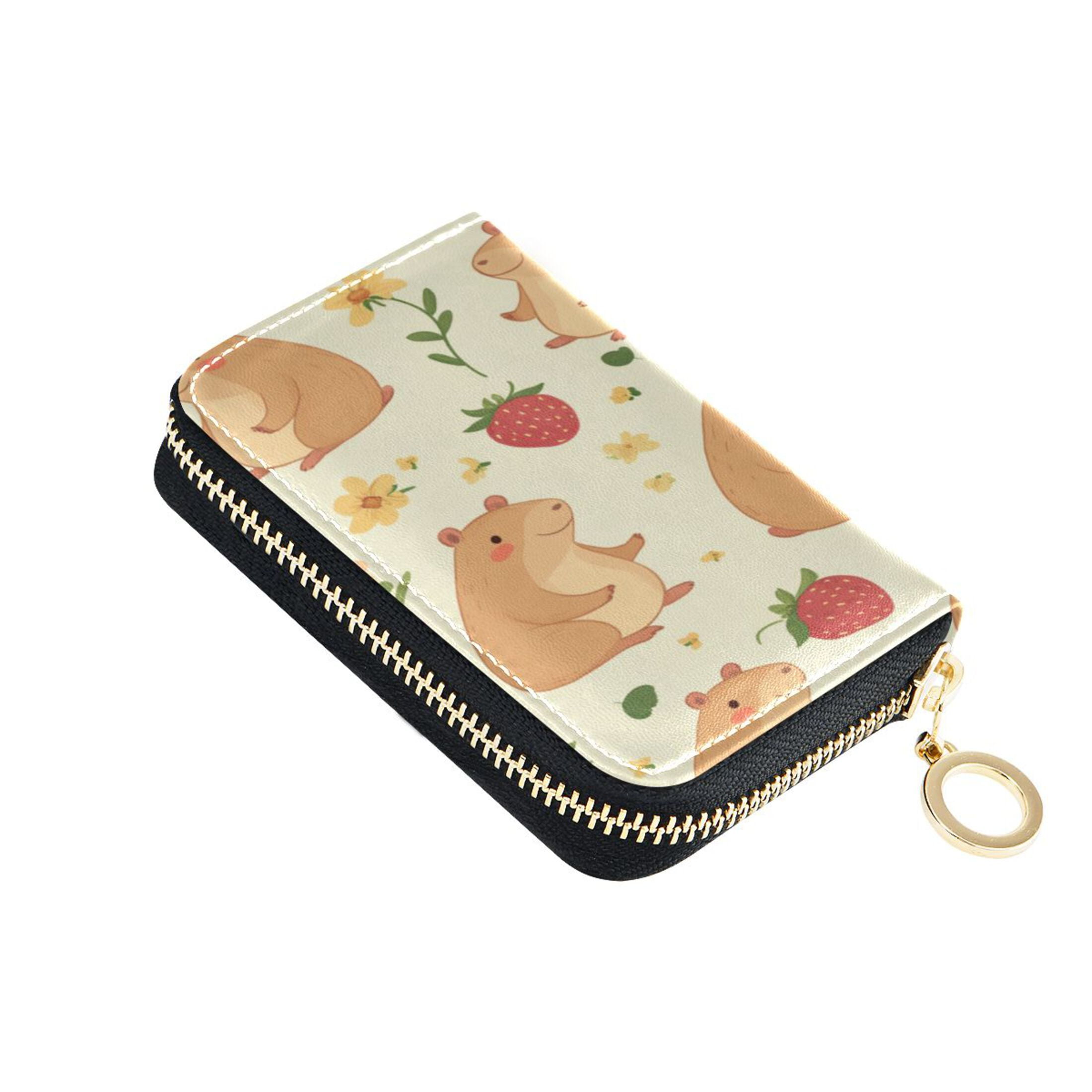 PU Leather Zip Card Holder Women's Card Case Zipper Card Case Compact ...