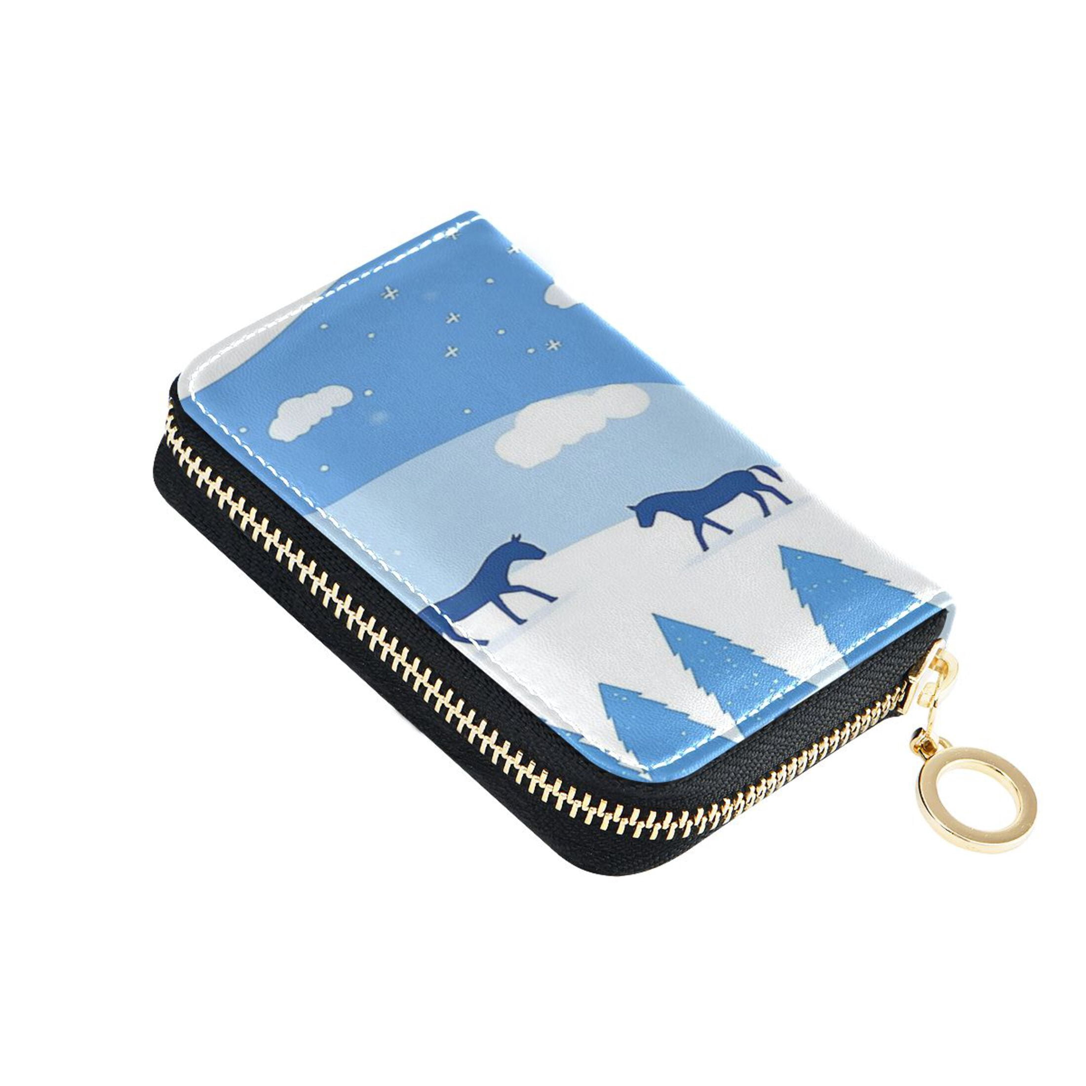 PU Leather Zip Card Holder Women's Card Case Zipper Card Case Compact ...