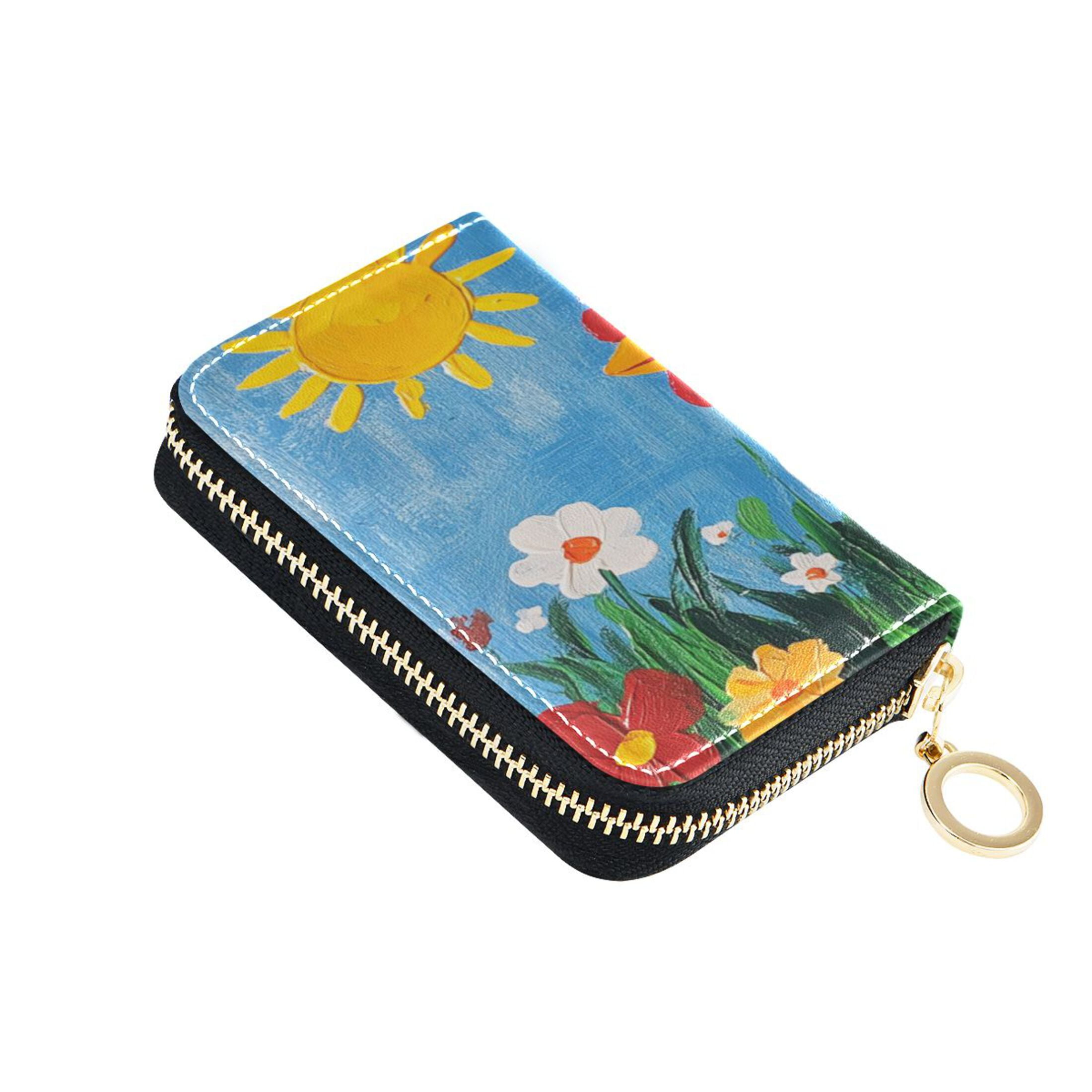 PU Leather Zip Card Holder Women's Card Case Zipper Card Case Compact ...