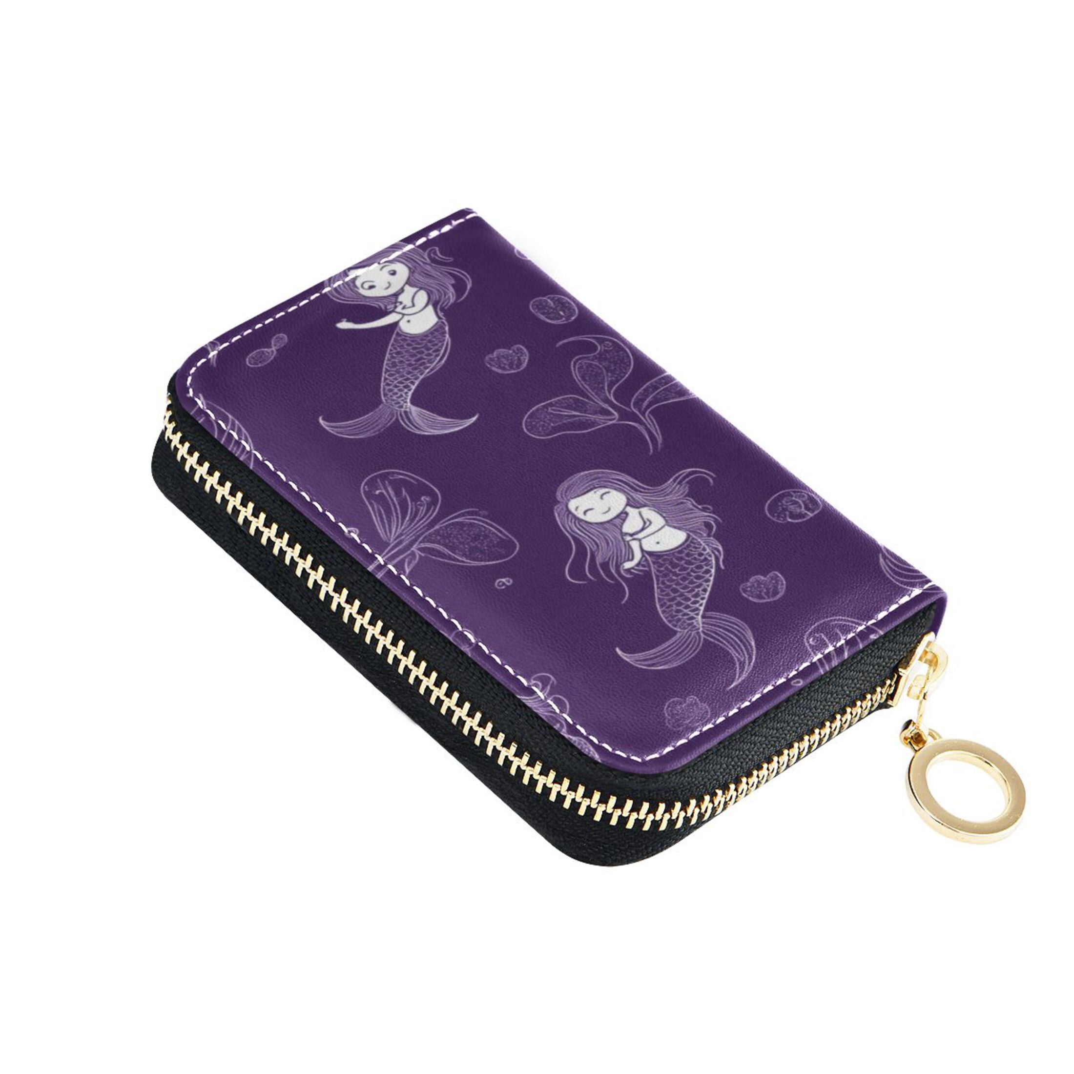PU Leather Zip Card Holder Women's Card Case Zipper Card Case Compact ...